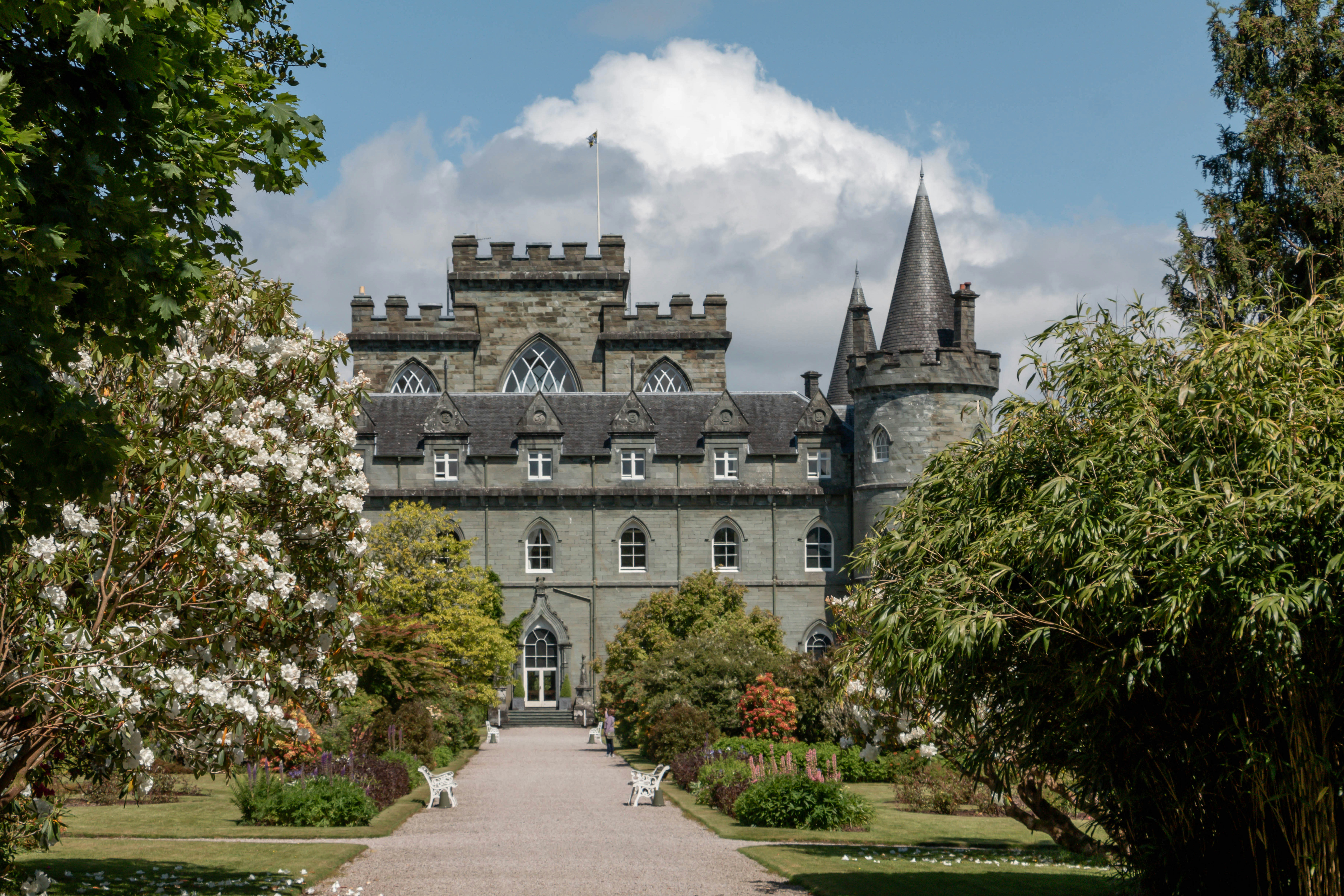 A large castle like building surrounded by trees photo – Free Inveraray ...