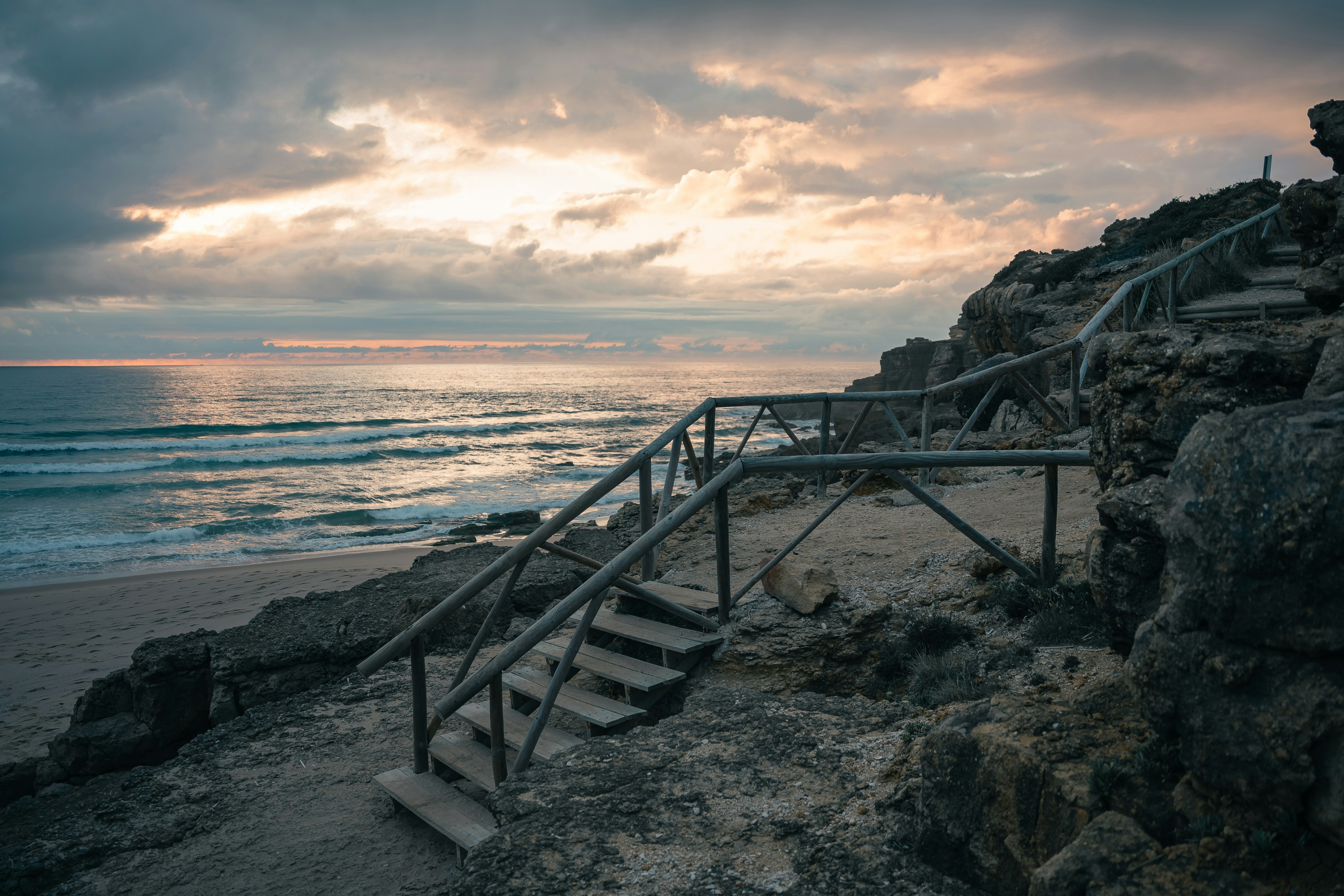 Stairway to the Sea Cliff at Subtle Sunset