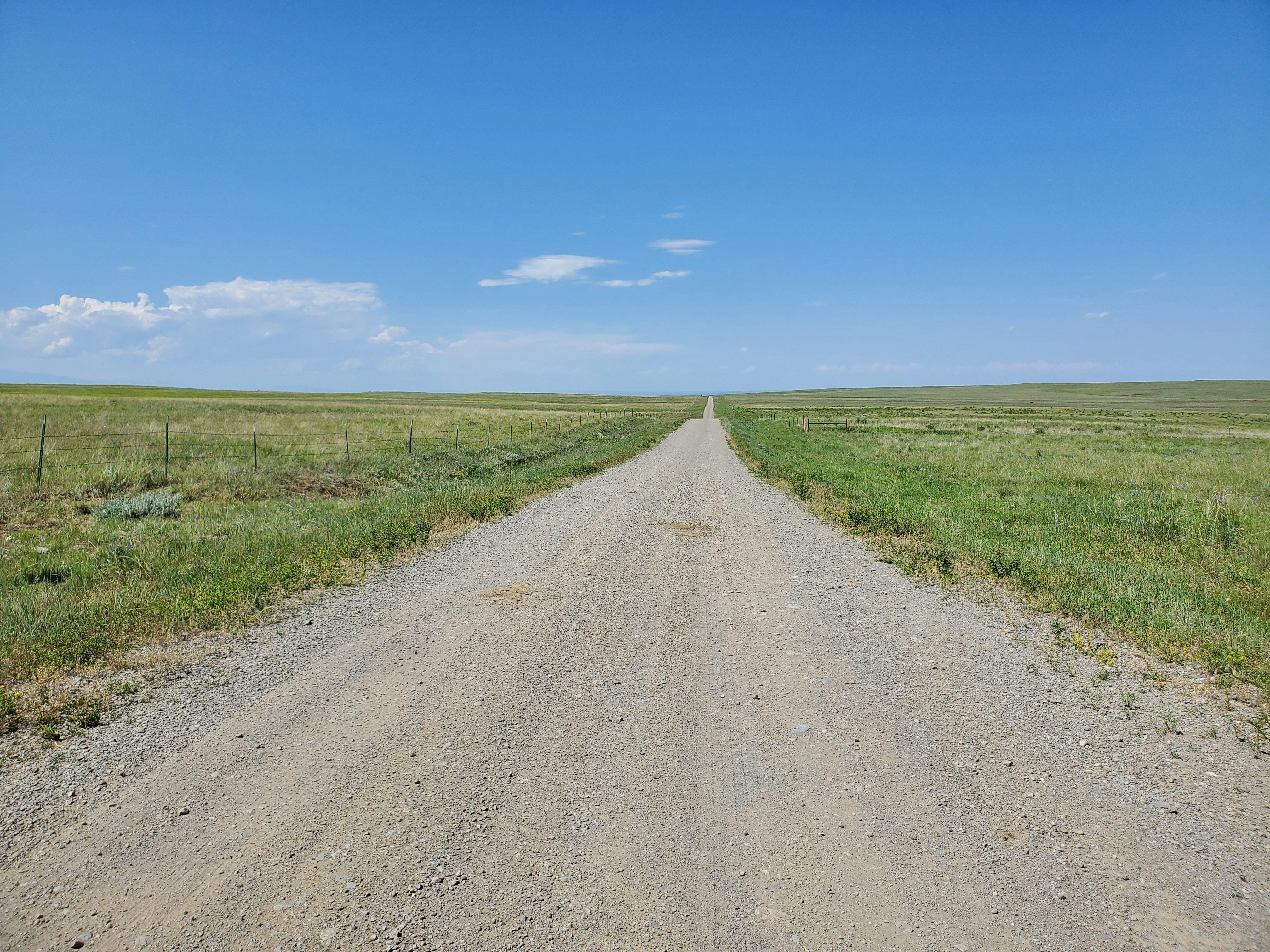 a dirt road in the middle of a field