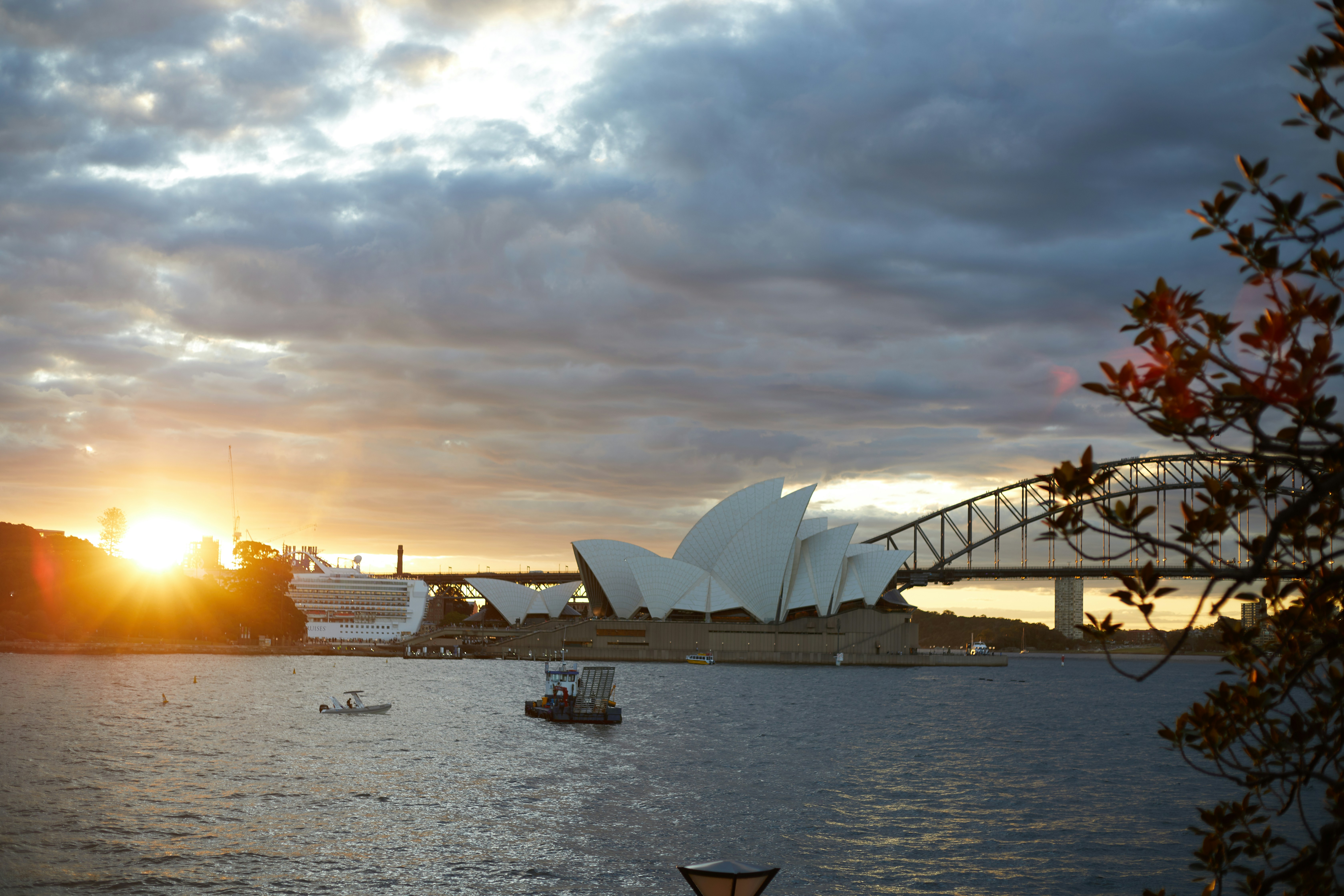 Dusk over Sydney Harbour: Opera House Sails in Golden Light