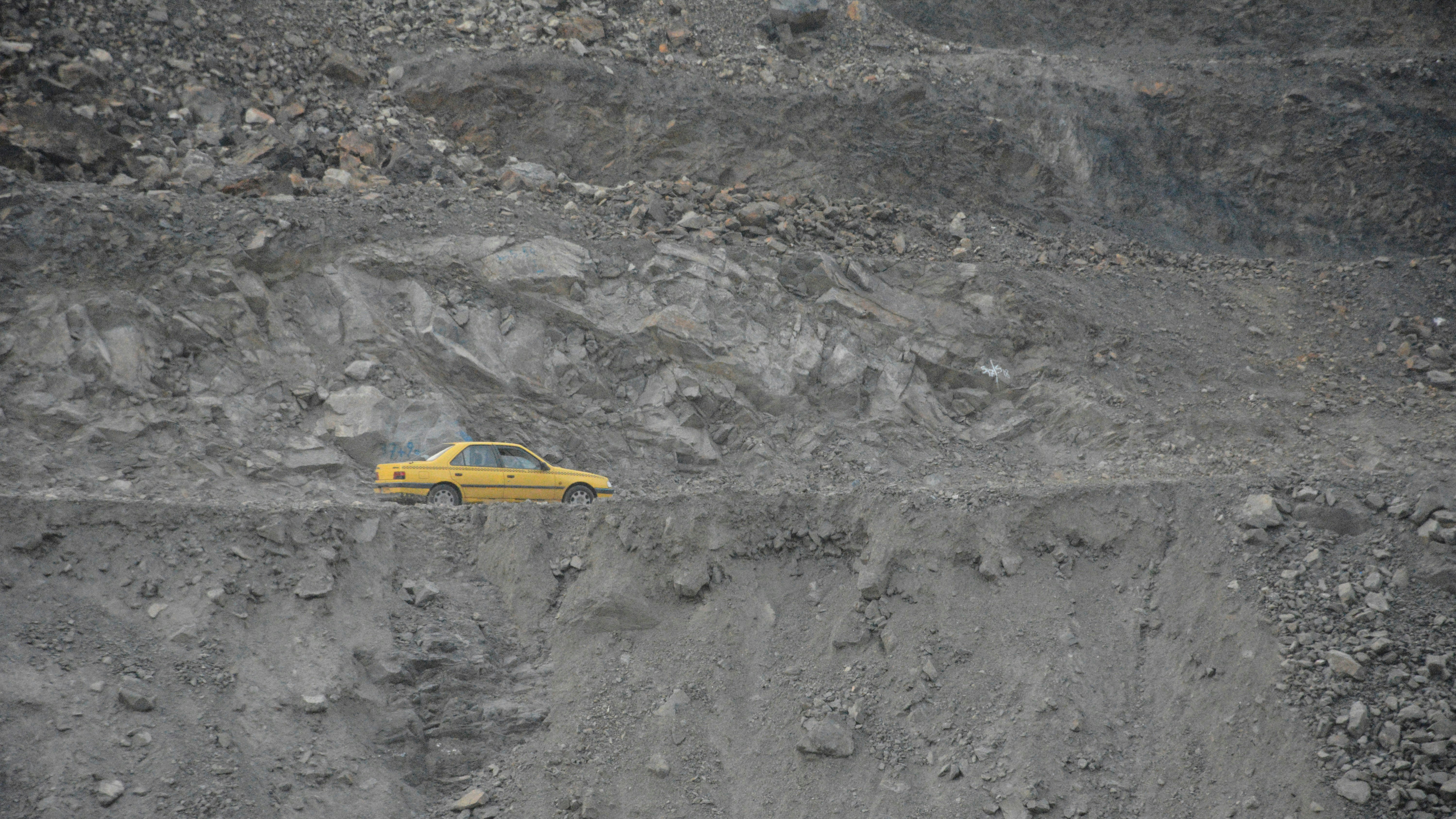 Yellow Car on Steep Quarry Terrace