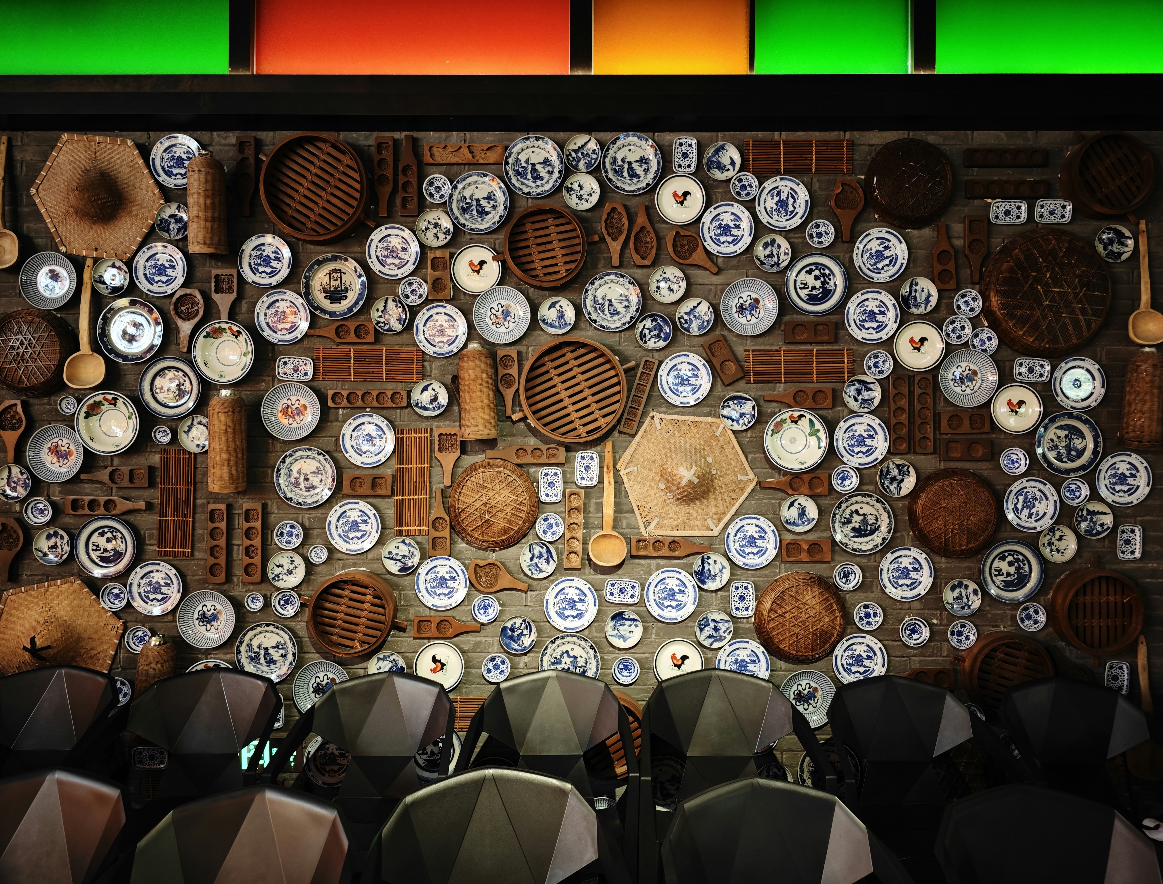 Tea Ceremony Wall: A Mosaic of Porcelain and Wood