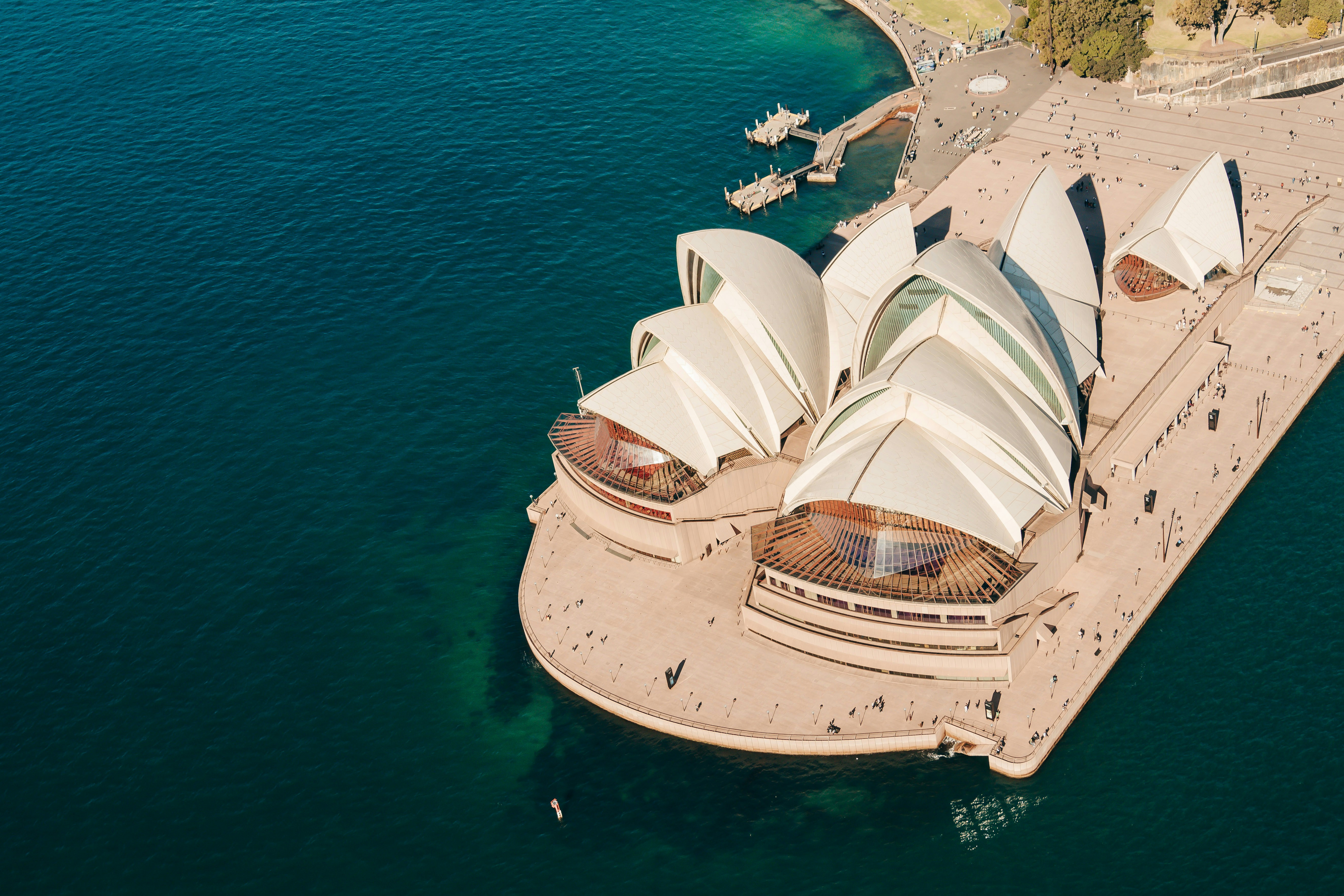 Shellscape Over Sydney: Opera House Pier Framed by Turquoise Waters