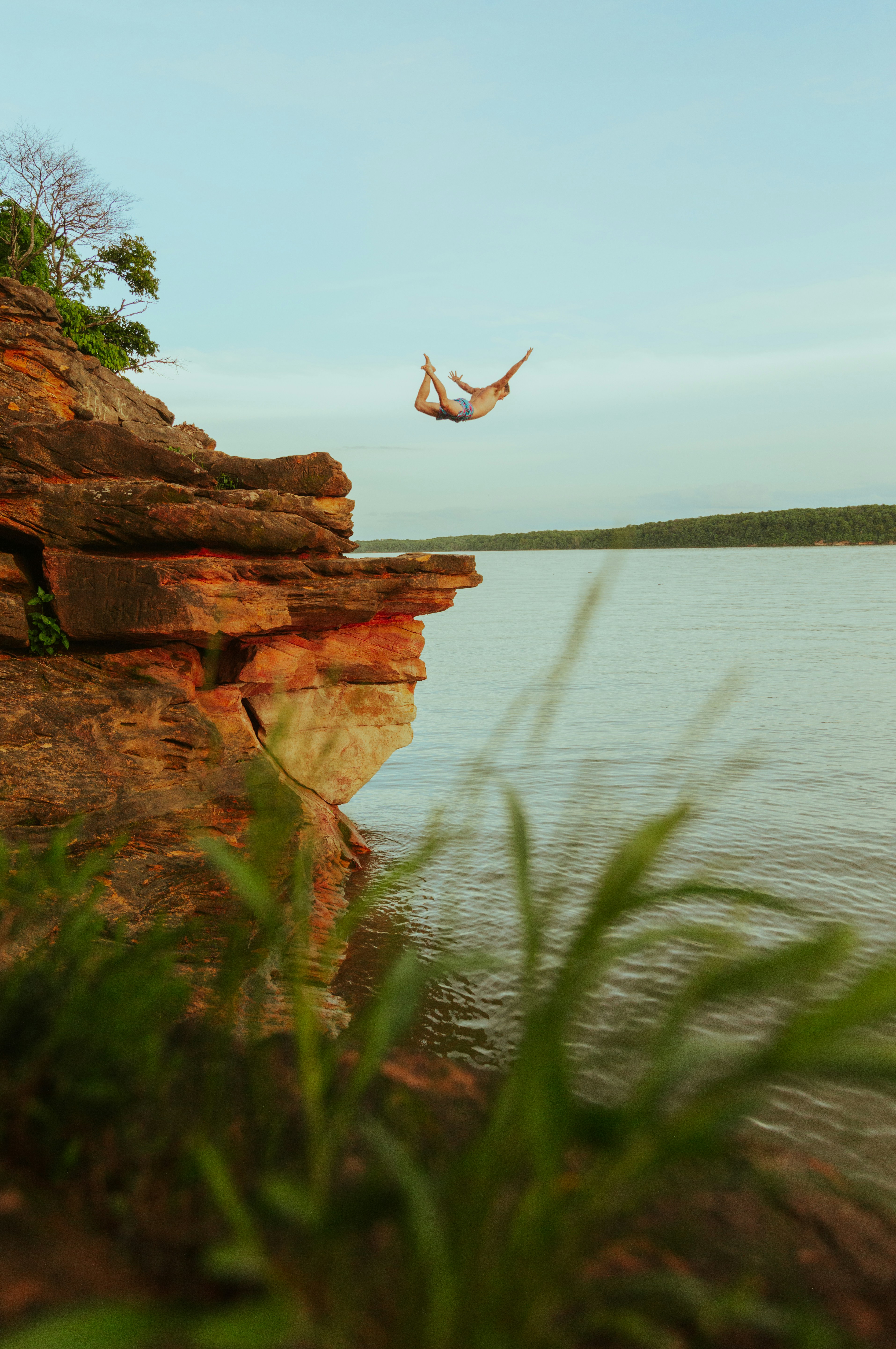 Daring Leap into Tranquil Waters