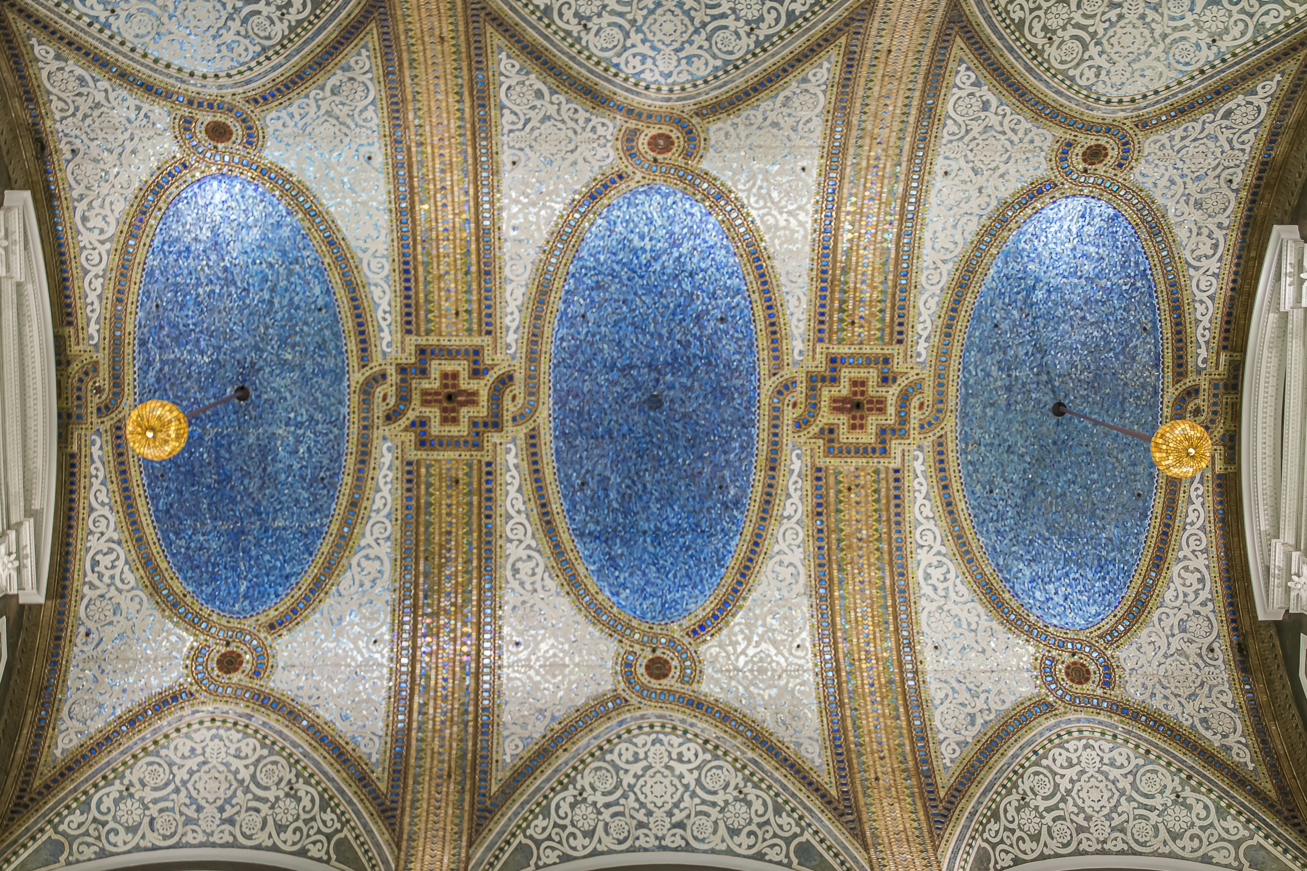 Cerulean Ovals and Golden Tracery: A Vaulted Ceiling Mosaic