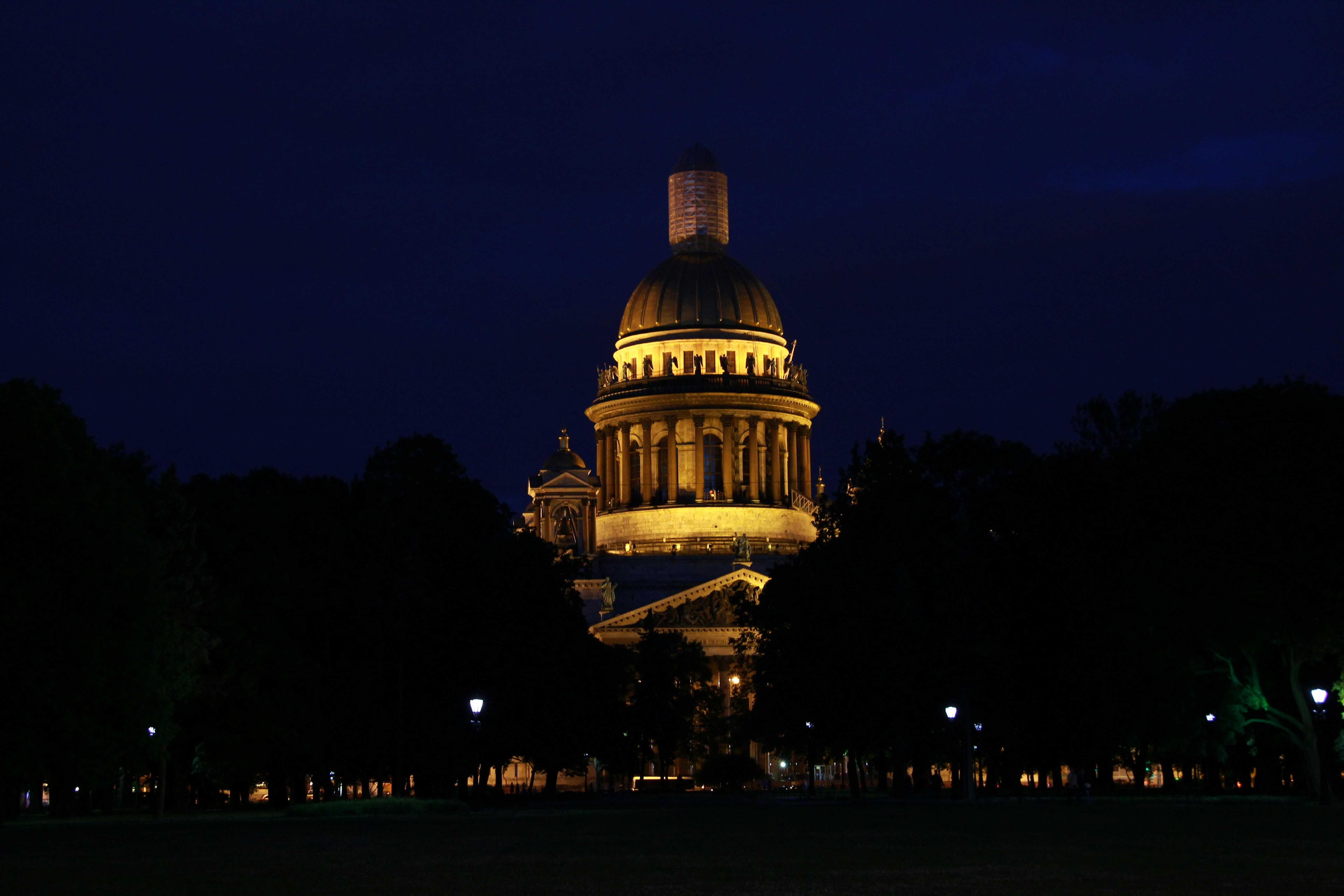 A building with a dome lit up at night photo – Free Санкт-петербург ...
