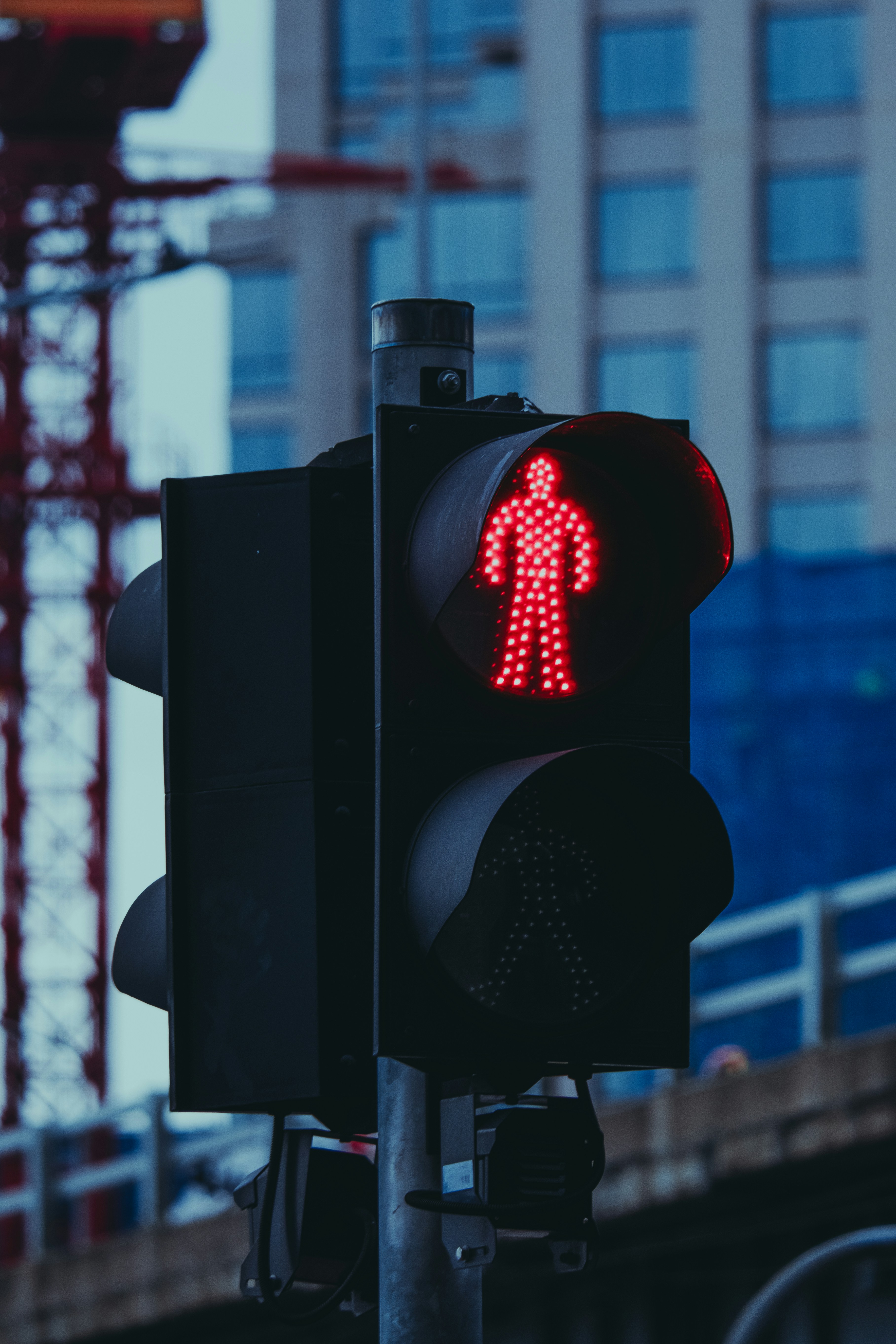 A traffic light with a red pedestrian sign on it photo – Free Bangkok ...
