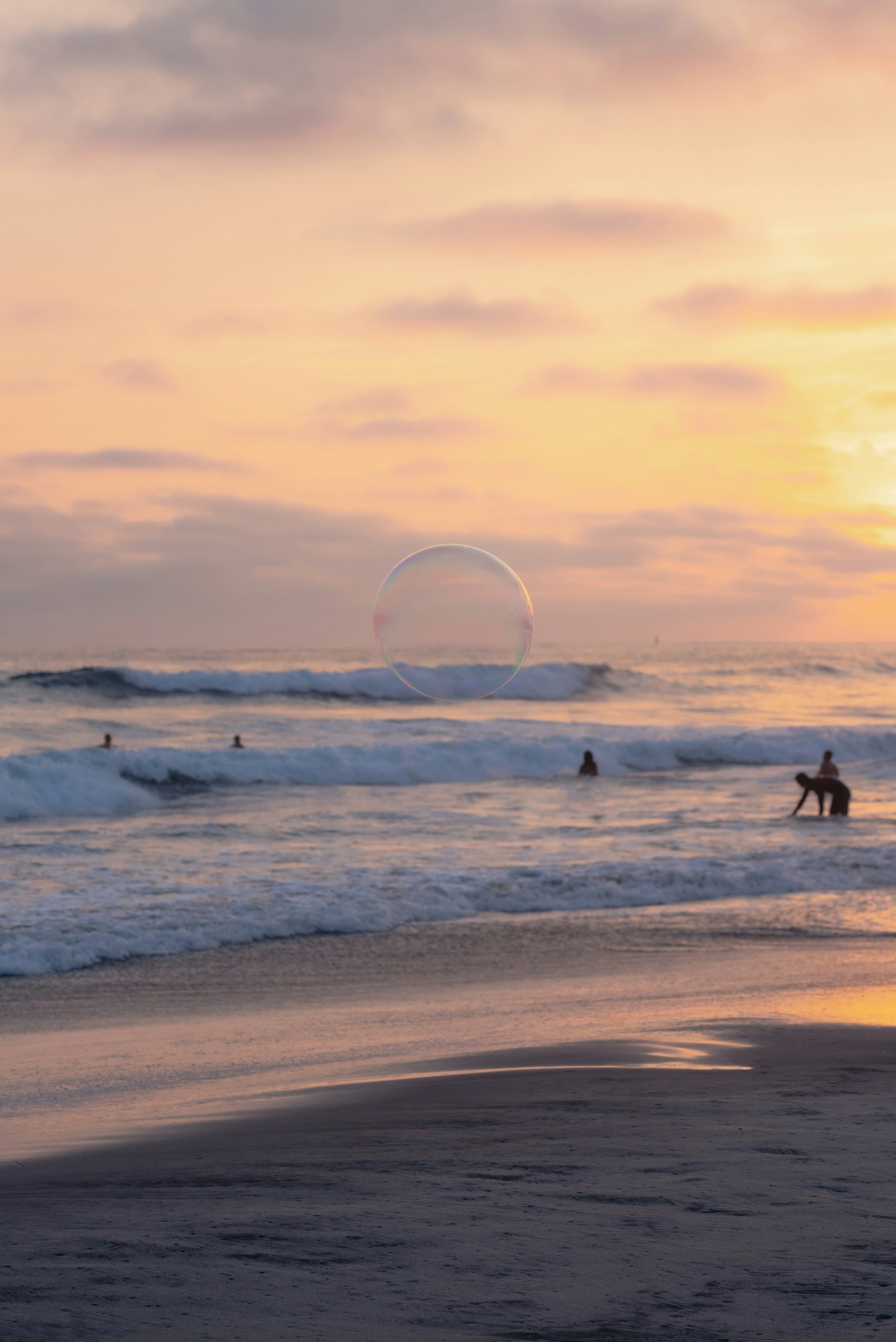 Bubble Ring at Dusk Over a Quiet Shore