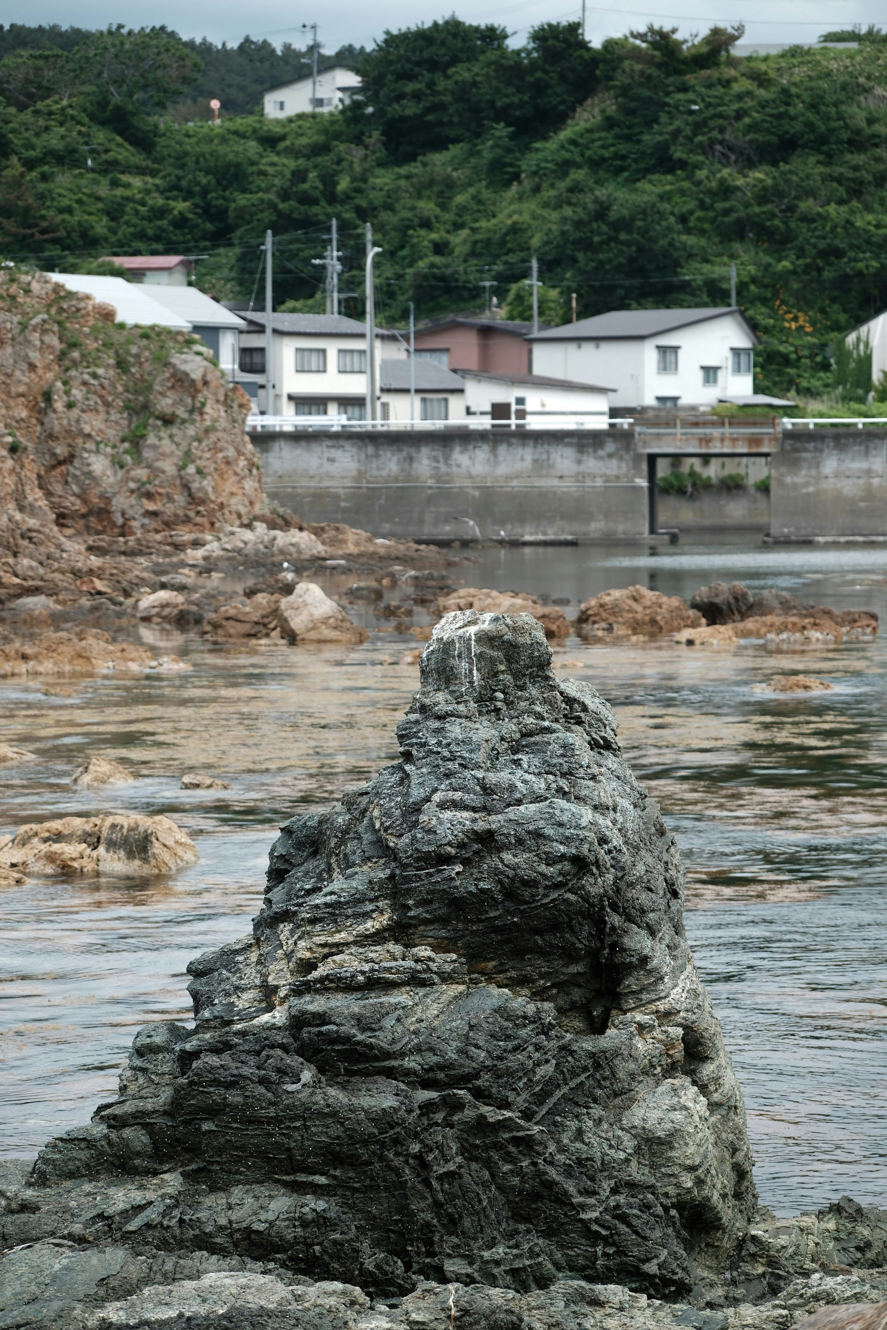 Sea-stone Sentinel Over a Quiet Coastal Village