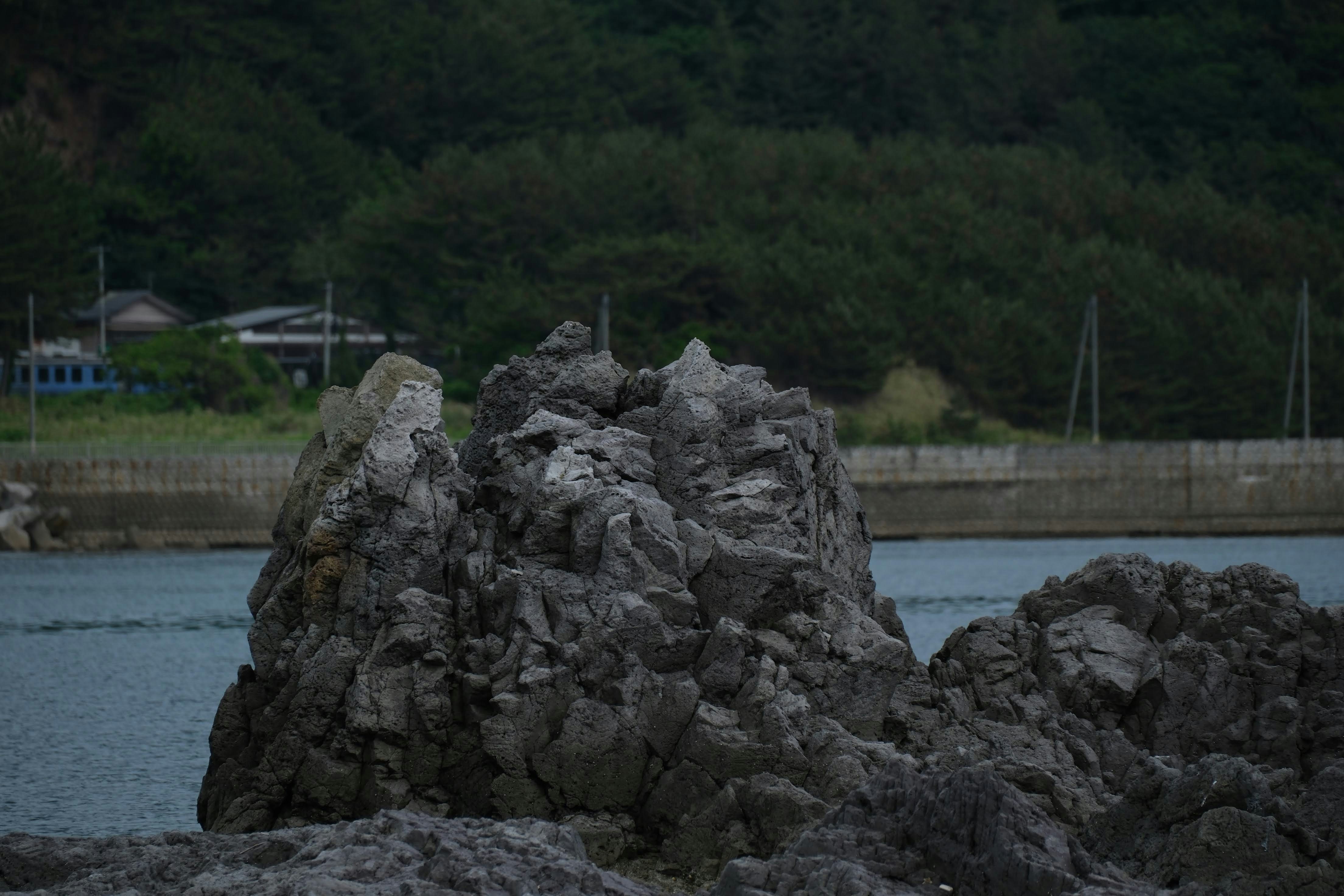 Lone Rocky Outcrop: Quiet Boundary of Sea and Shore