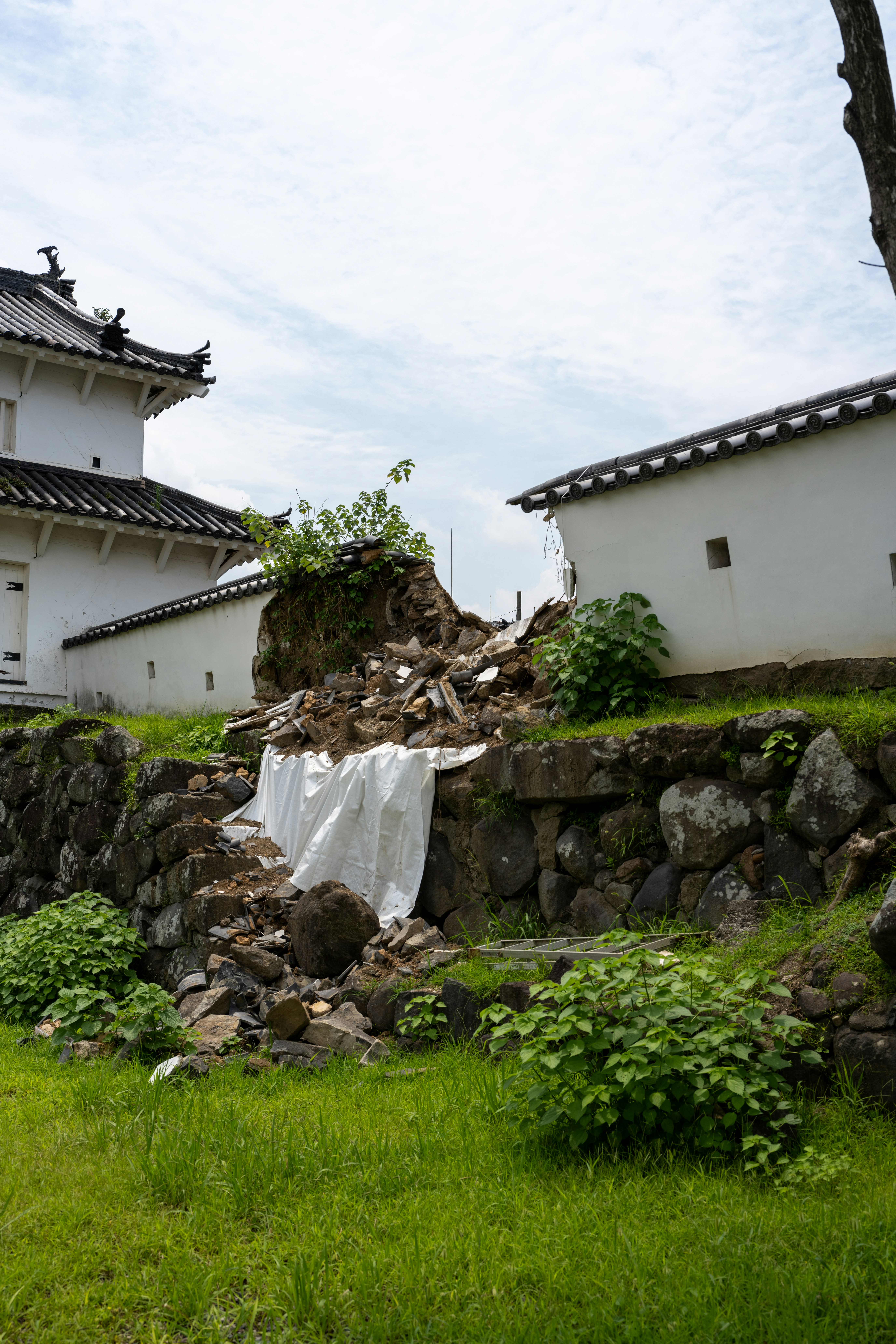 Rubble Meets White Walls: Quiet Decay at a Japanese Courtyard