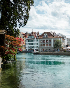 Canalfront Village: Colorful Facades Reflecting in Turquoise Waters