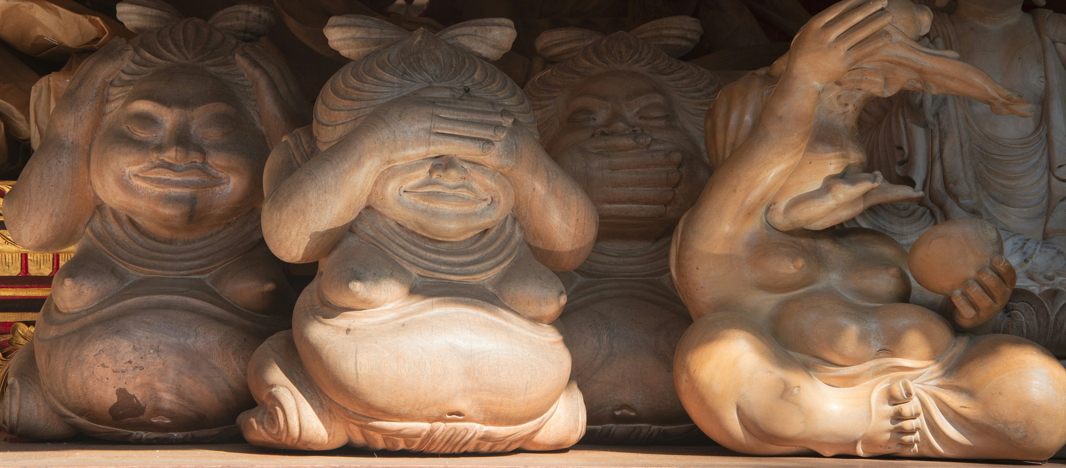 Stone Monkeys in a Silent Row: See-No-Evil, Hear-No-Evil, Speak-No-Evil in Carved Relief