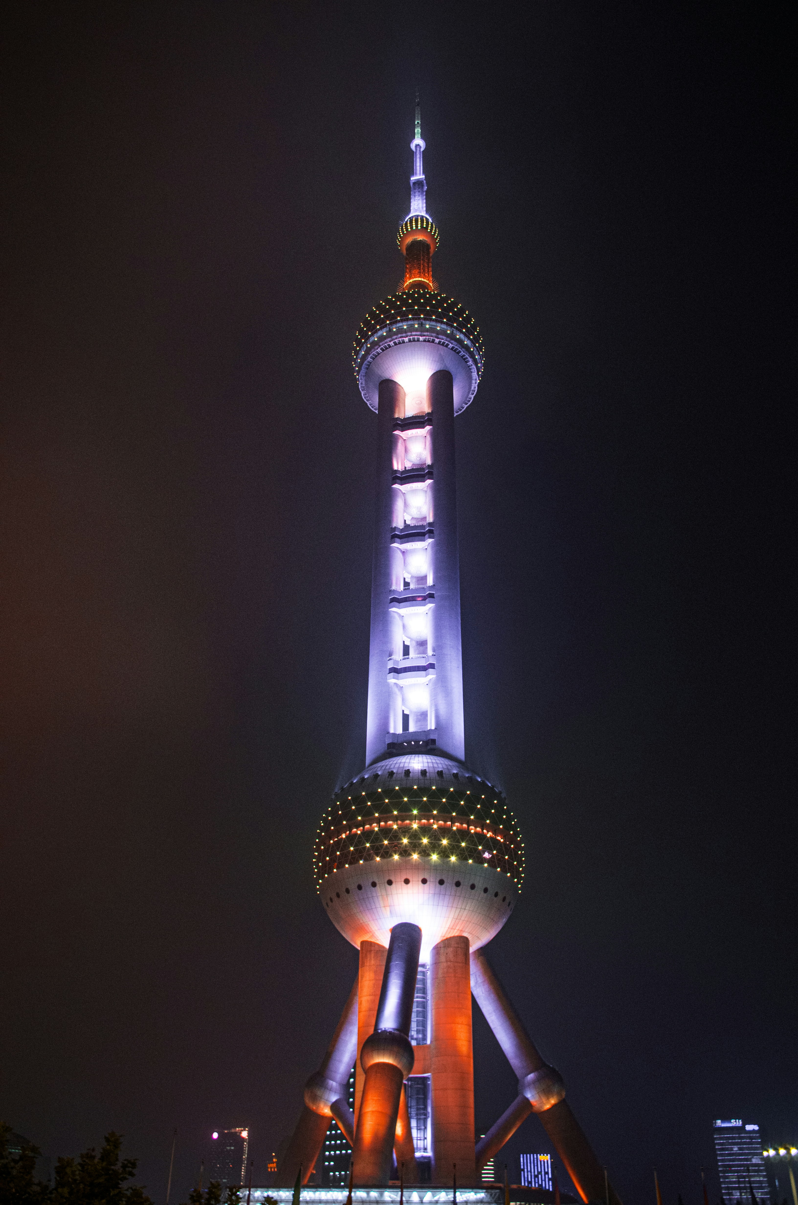 Neon Spire of Shanghai: The Oriental Pearl Tower in Nightlight