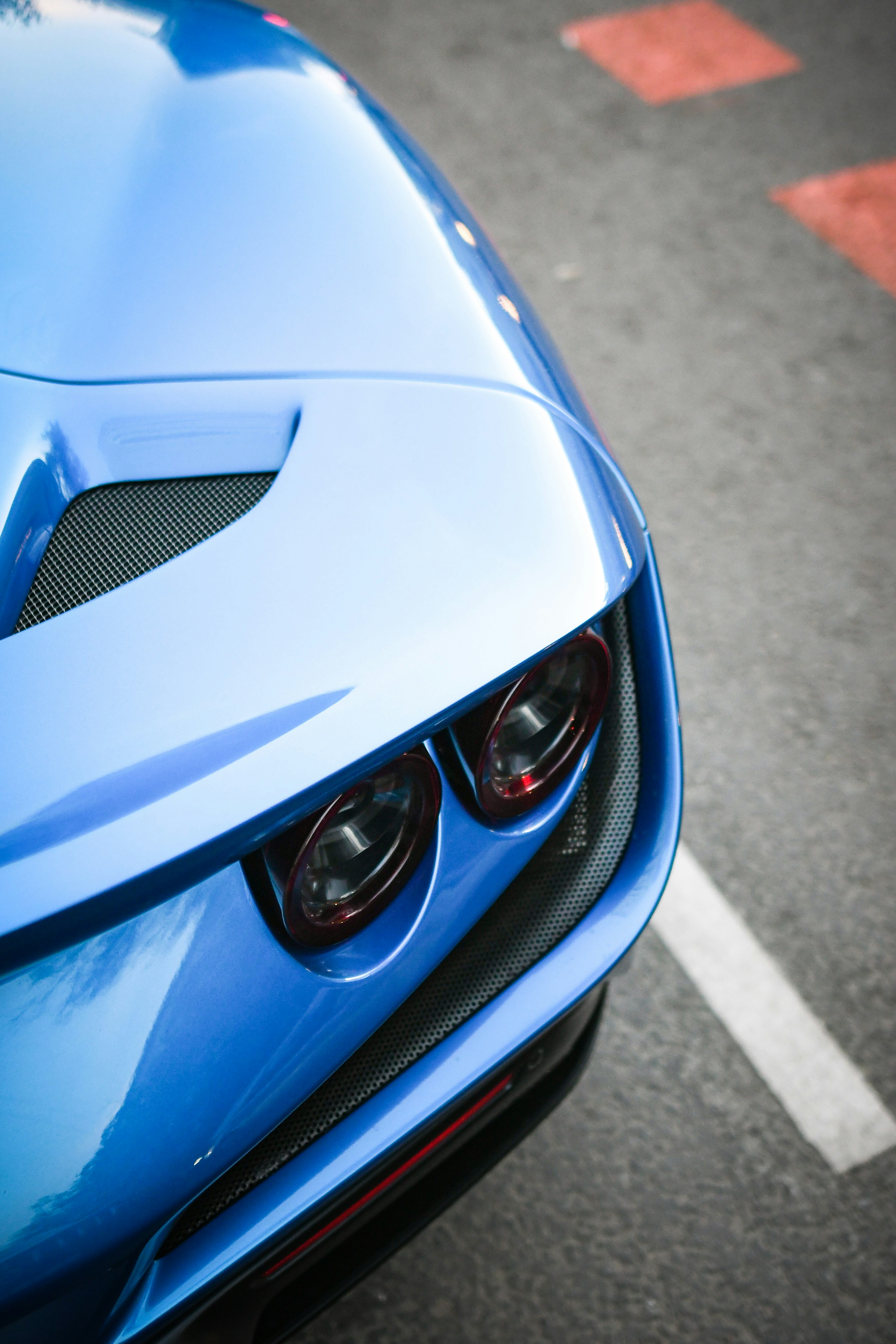 Blue Racer: Front Quarter of a Race-Bred Sports Car