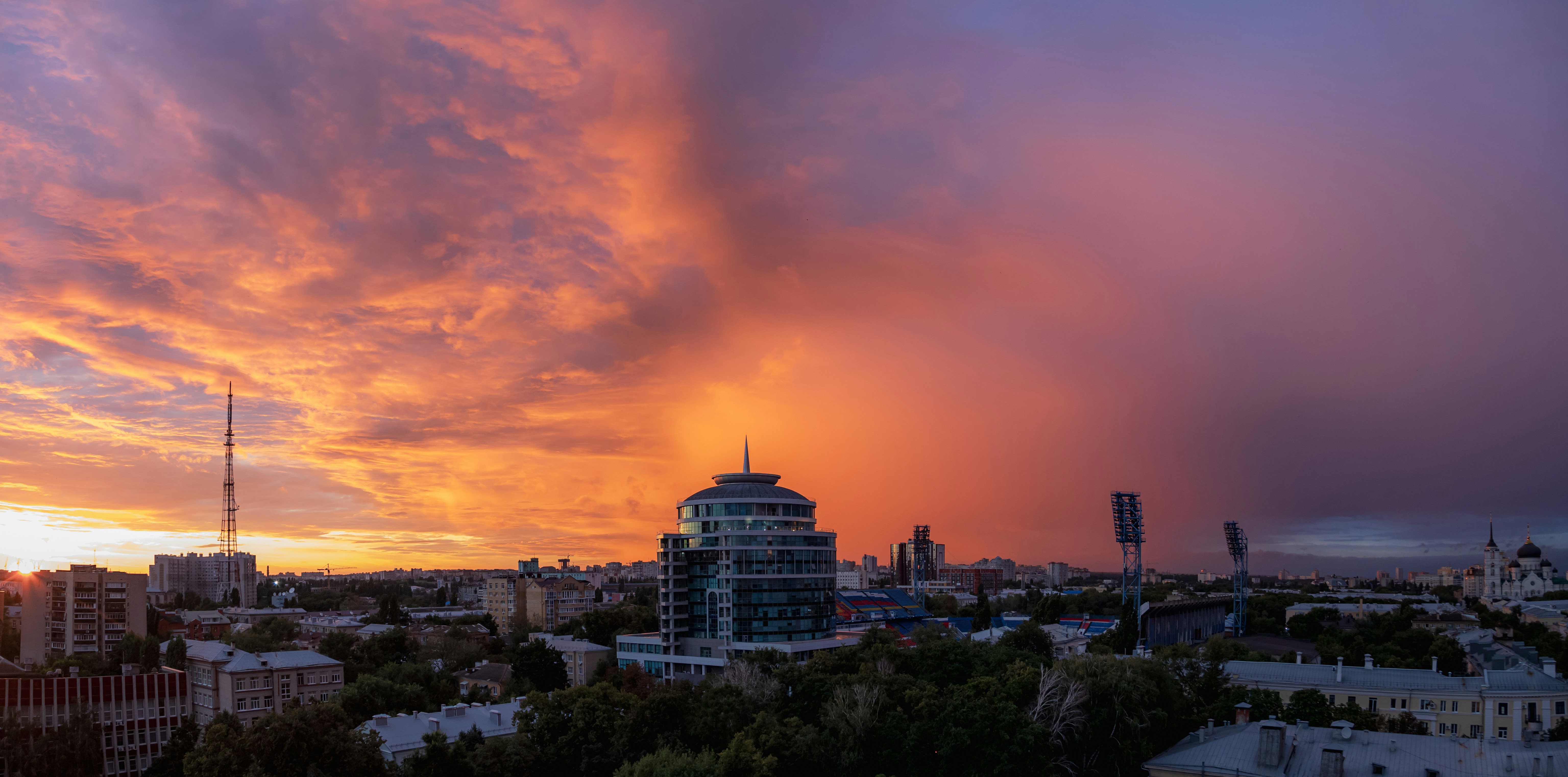 Sunset Over a Glass Skyline: Ember-Soft Cityscape
