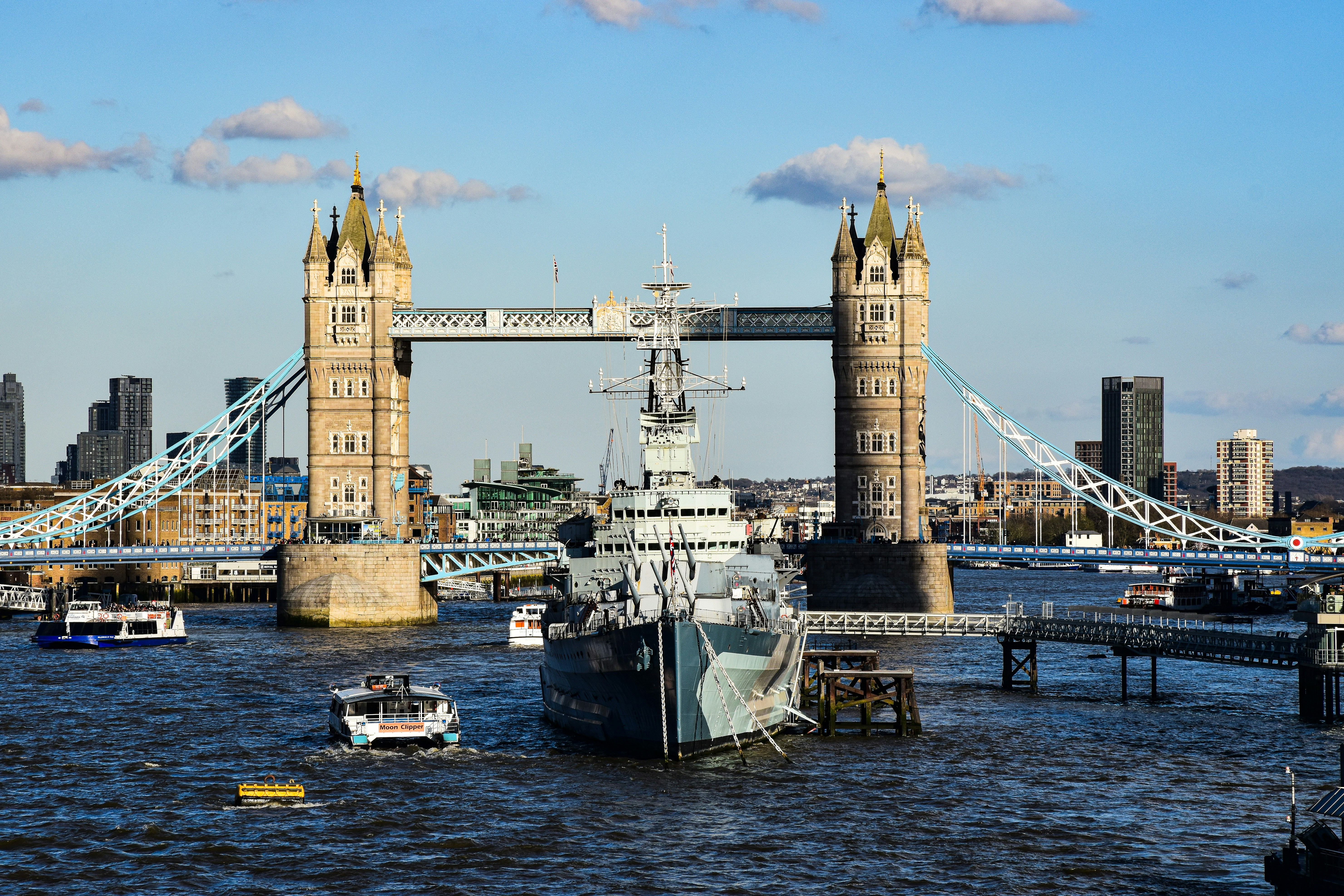 A large boat in the water near a bridge photo – Free London Image on ...