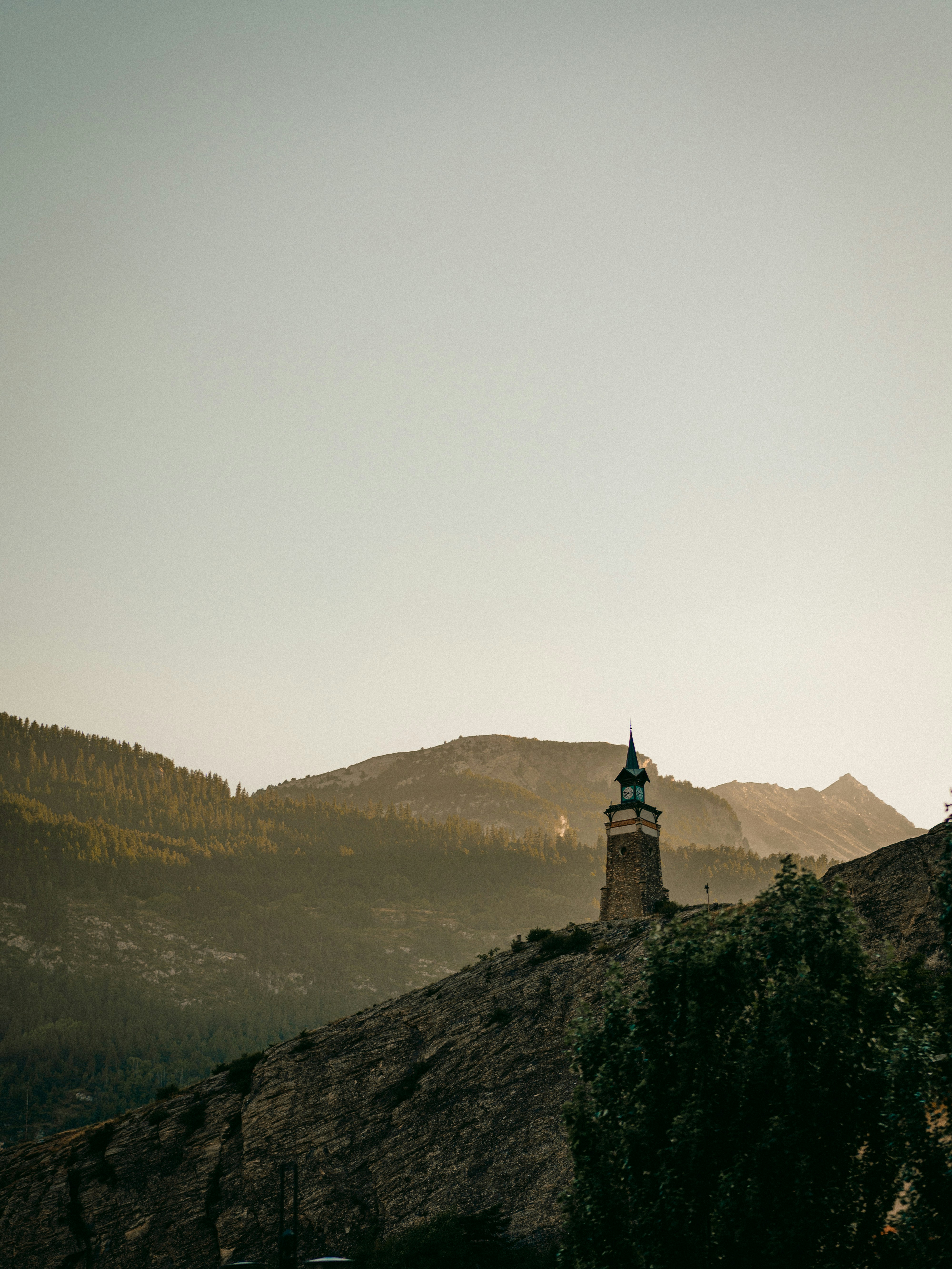 Hilltop Bell Tower on a Ridge at Dusk