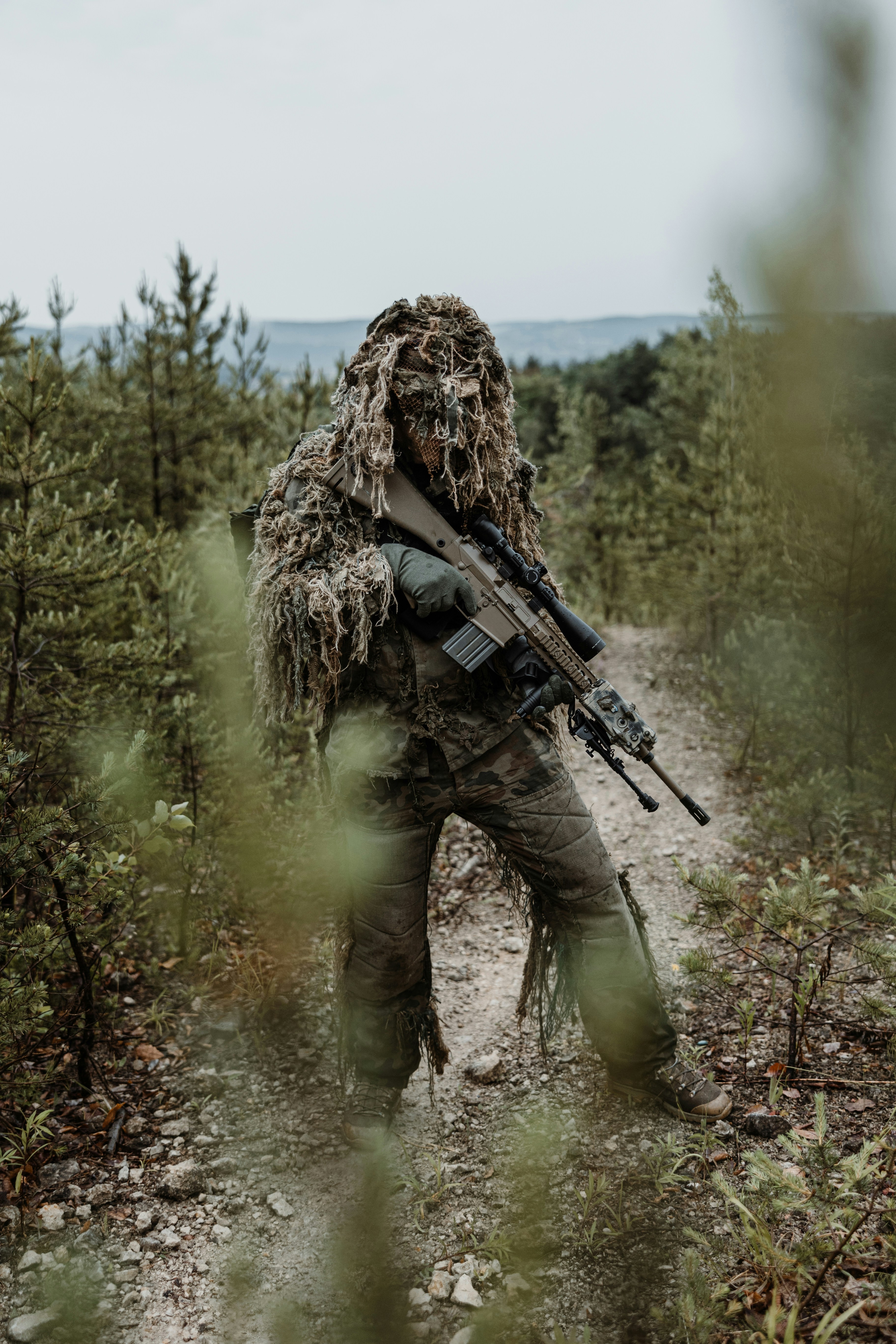 Ghillied Stance in the Pines