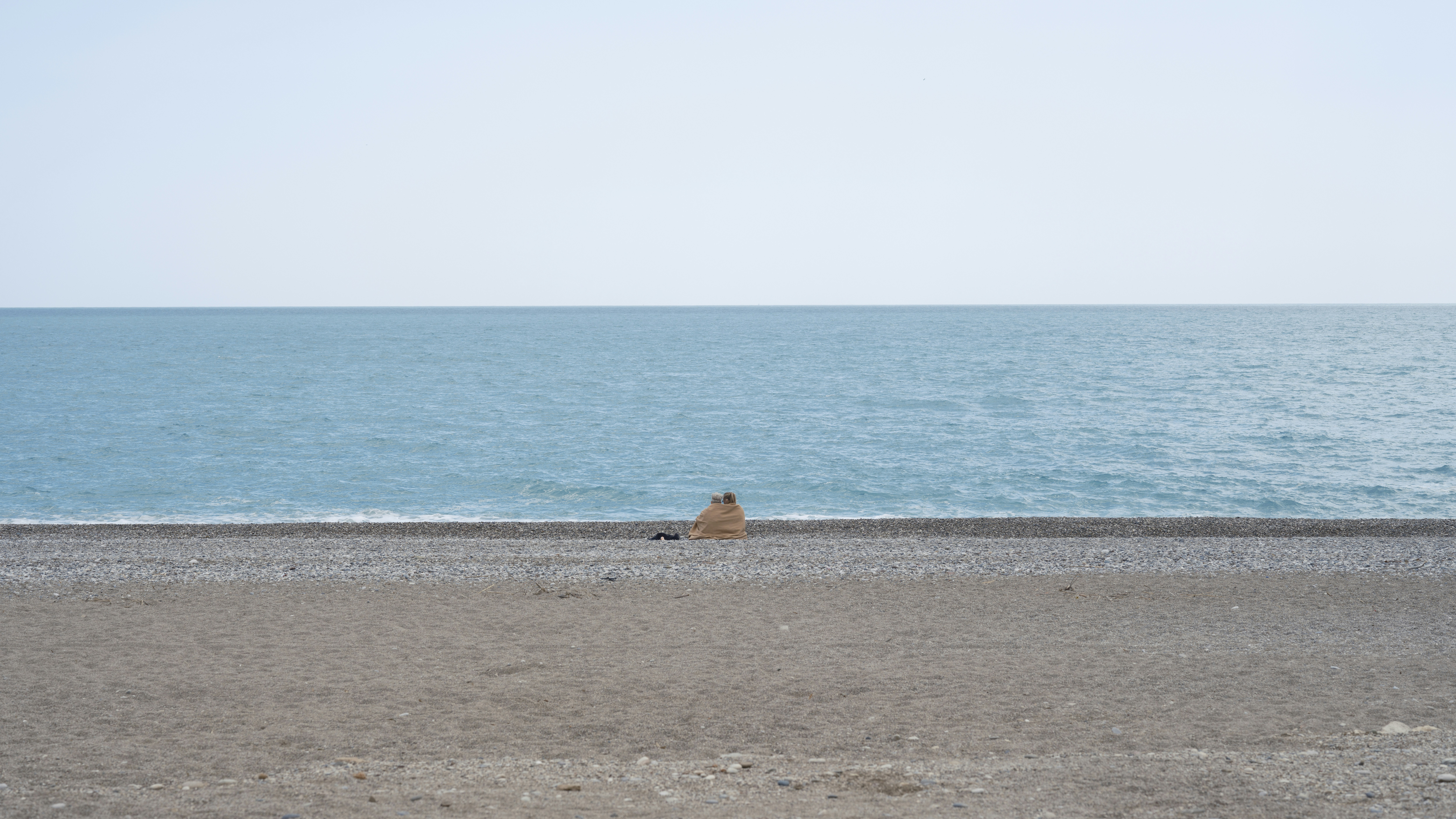 Lone Pebble at the Shoreline's Quiet Boundary