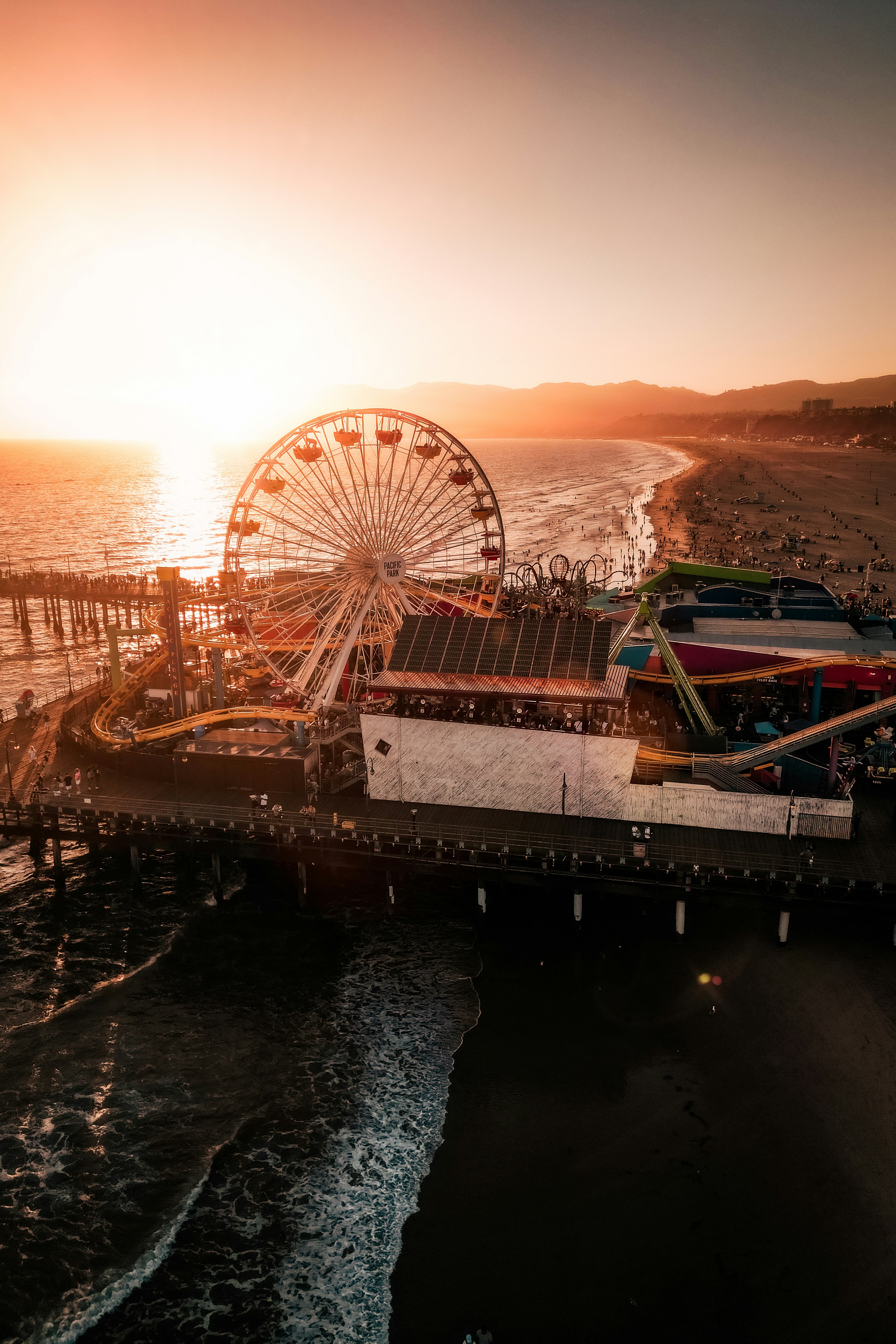 Sunset Pier: Aerial View of the Carousel and Boardwalk