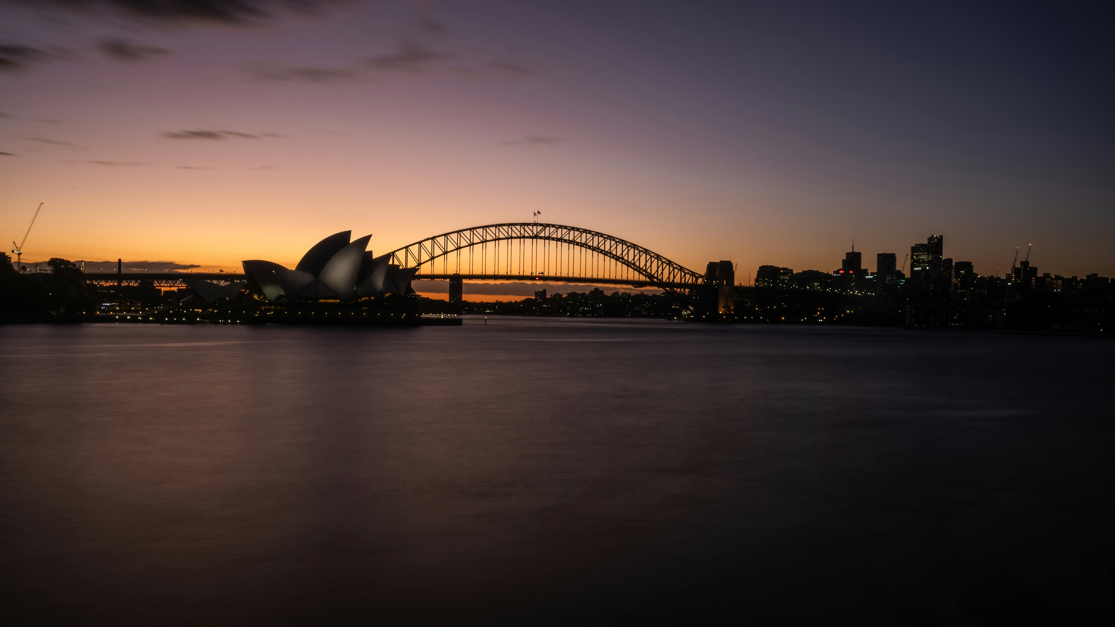 Warm winter dusk colors on Sydney harbour.
