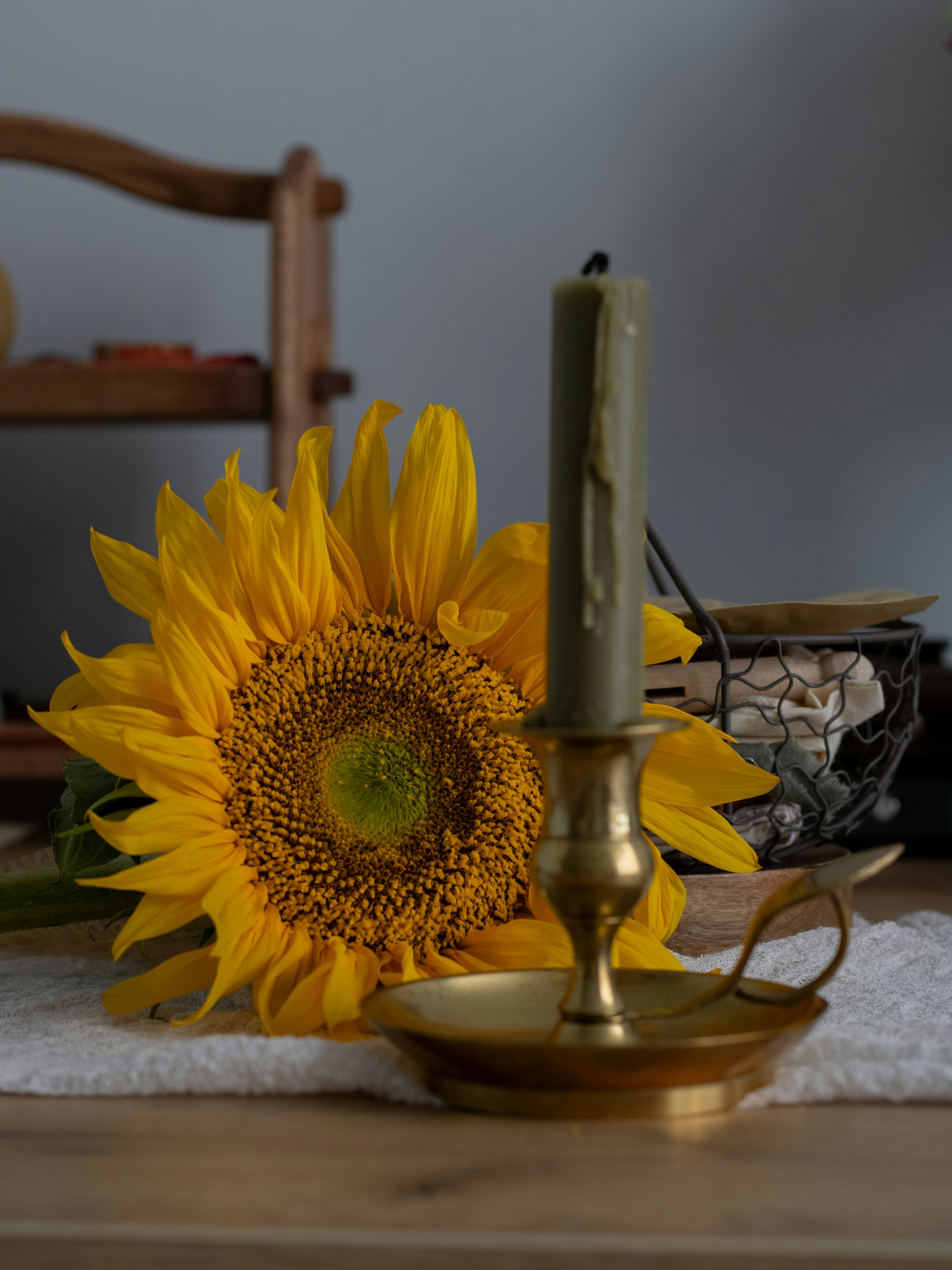 Sunflower Still Life with Candlestick