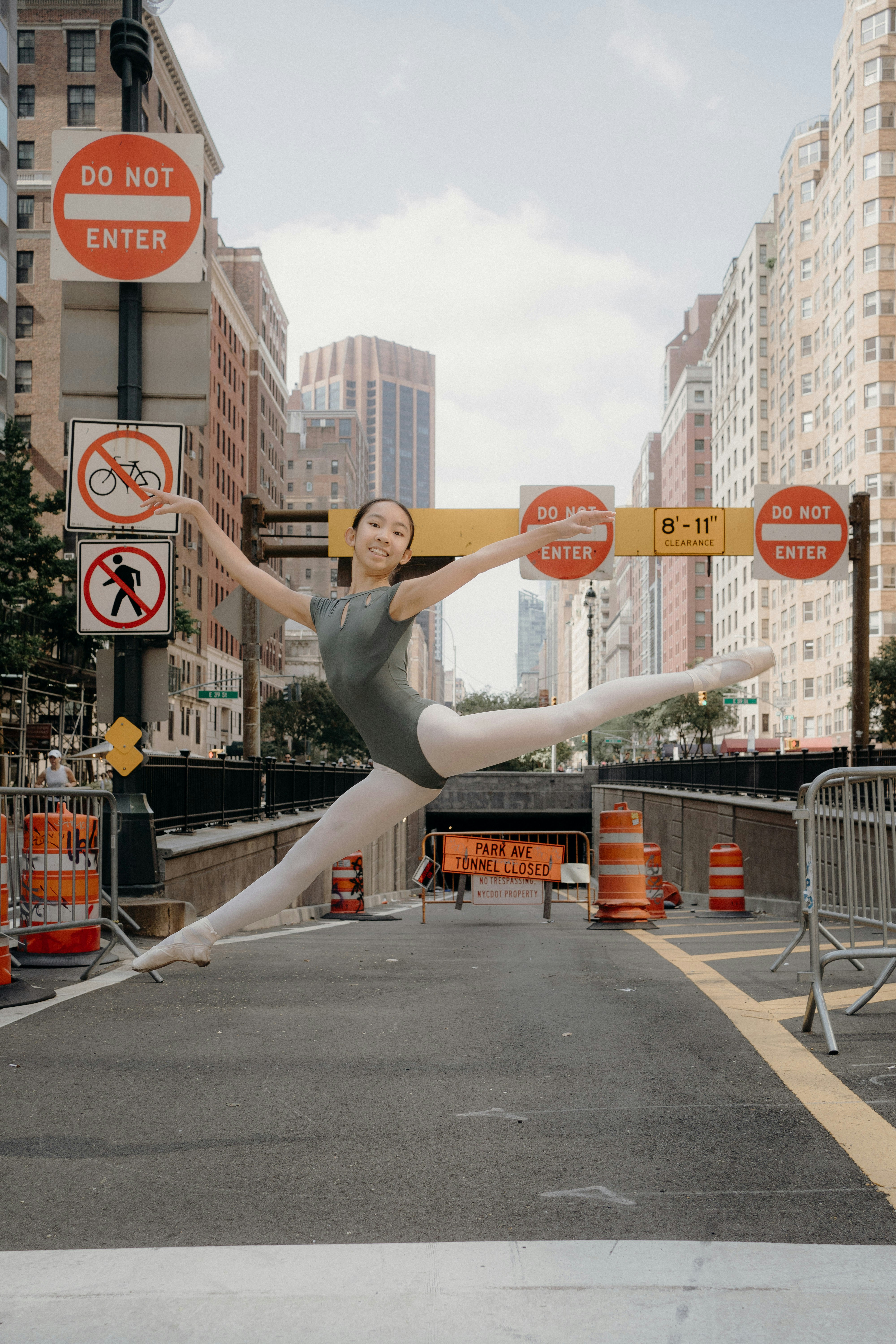 City Street Ballet: A Grand Jeté Between Do Not Enter Signs