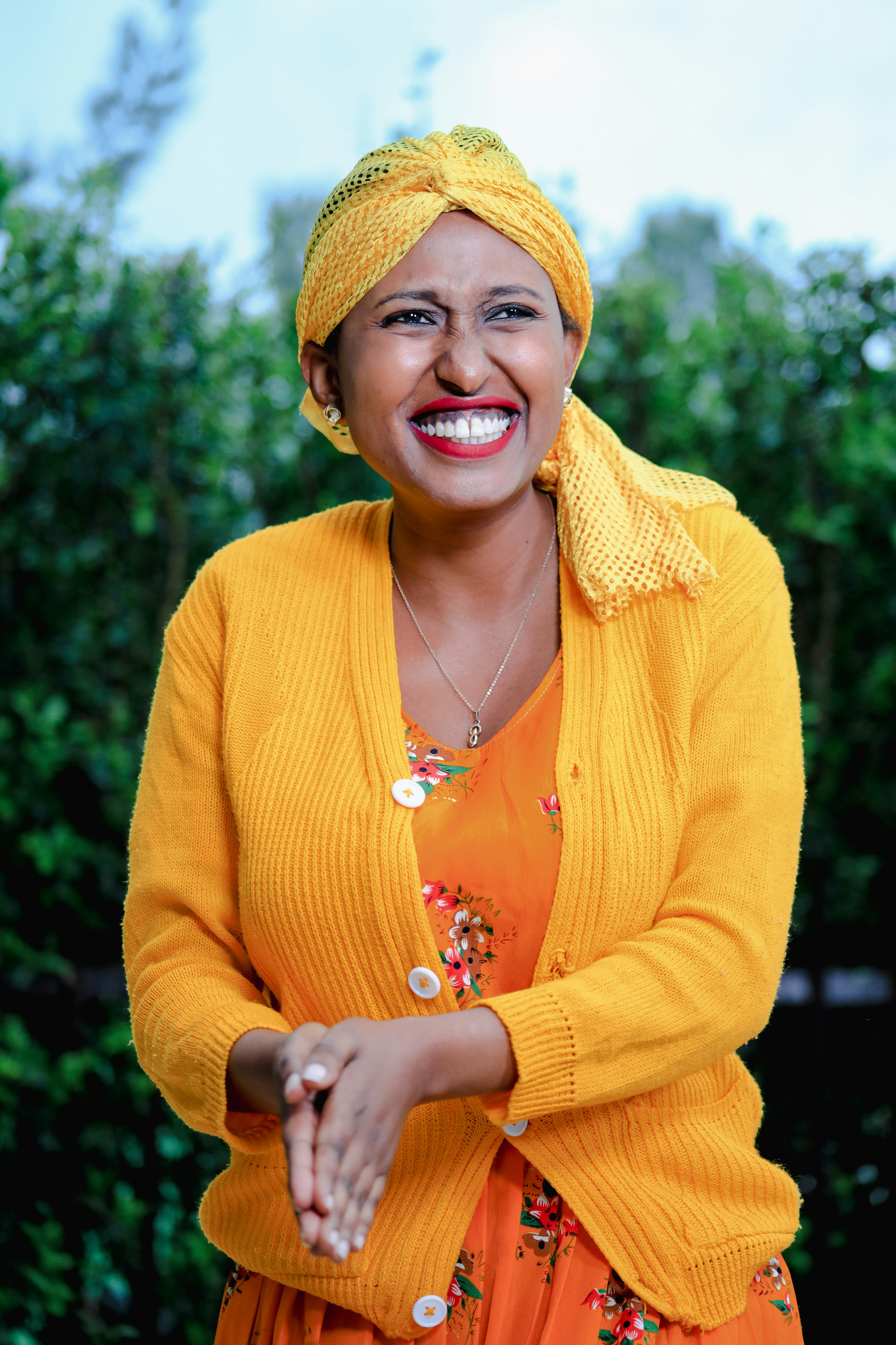 Citrus Radiance: A Warm Portrait of Joyful Confidence