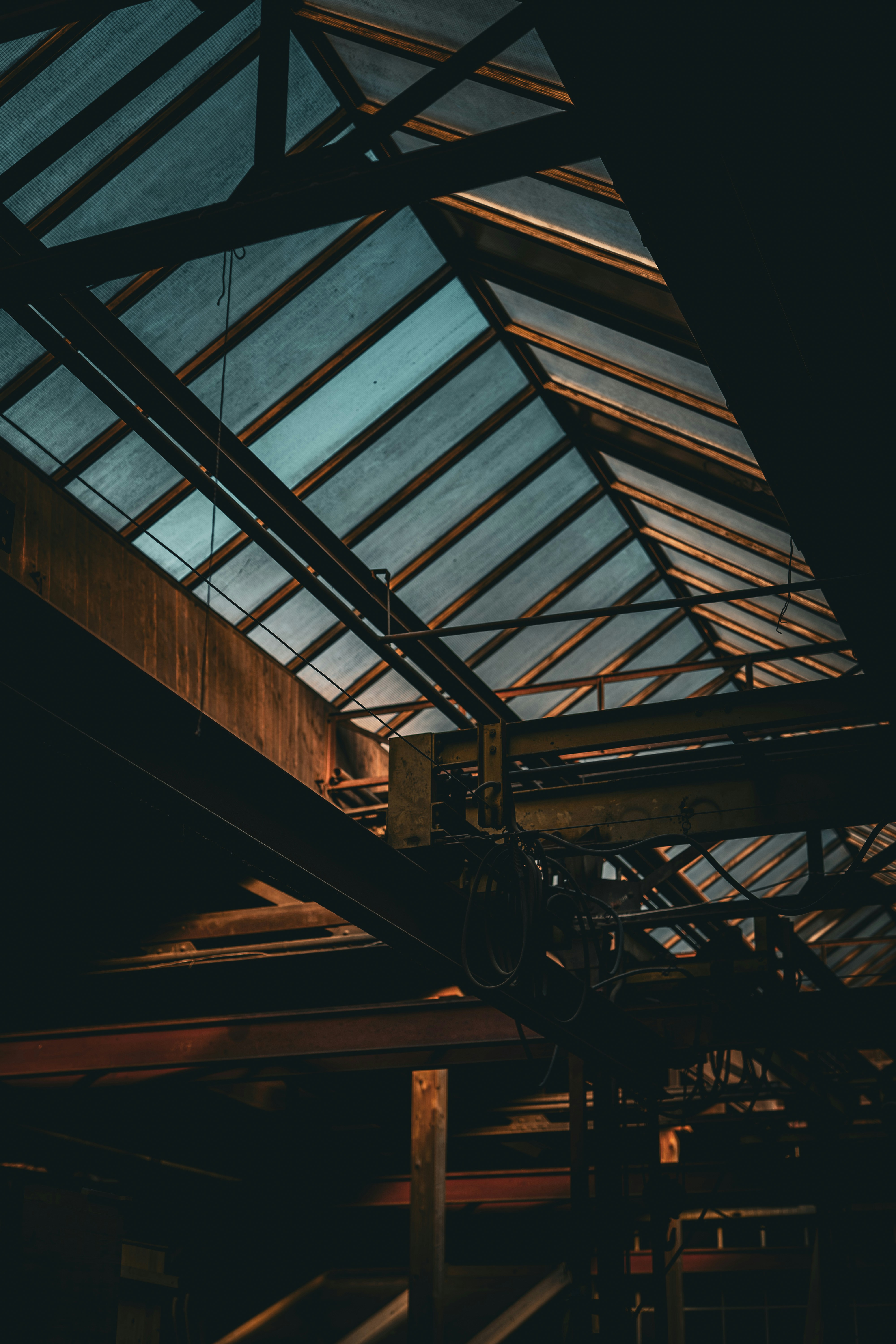 A view of a glass roof in a building photo – Free Building Image on ...