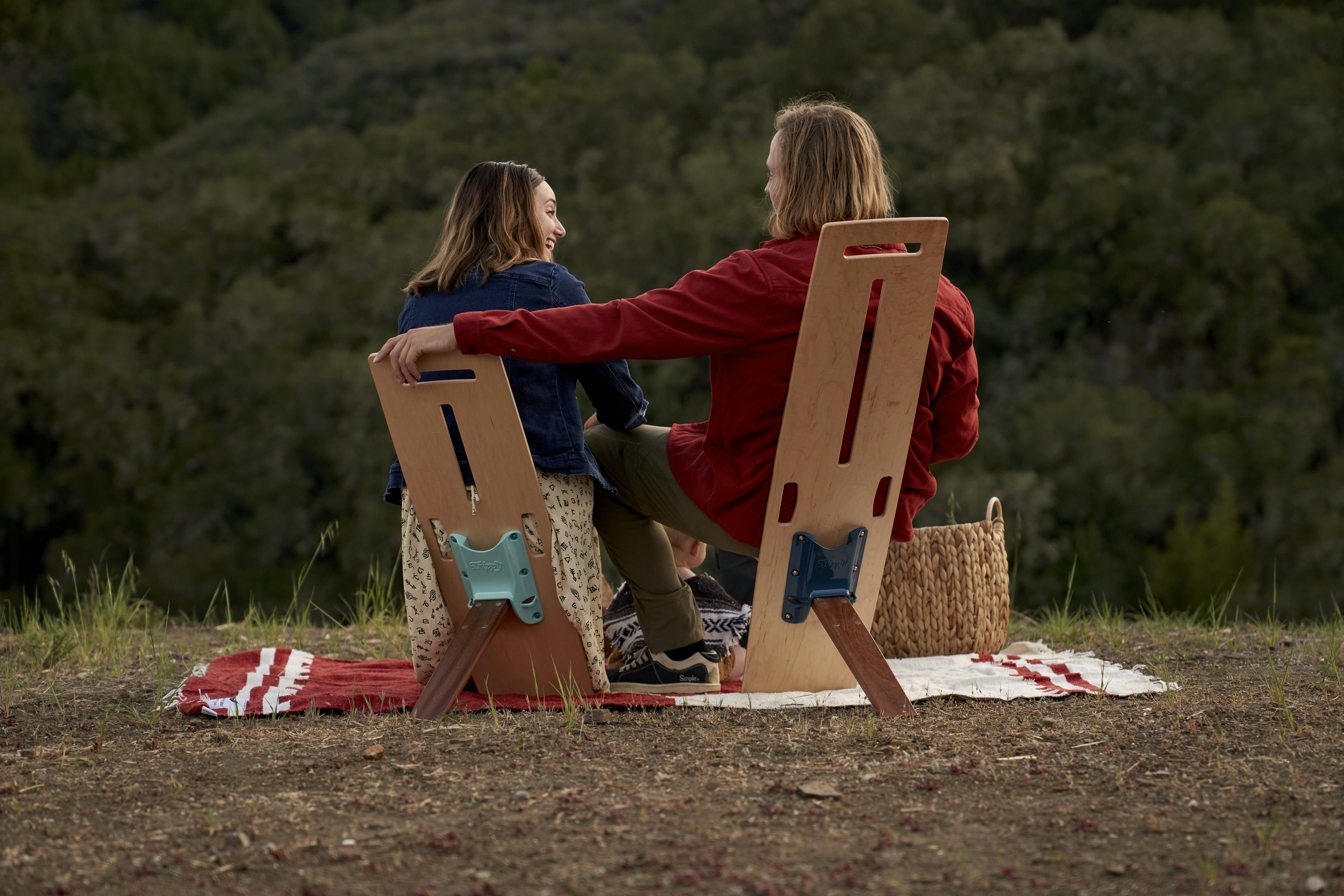 Dusk on the Ridge: Quiet Conversation in Wooden Loungers