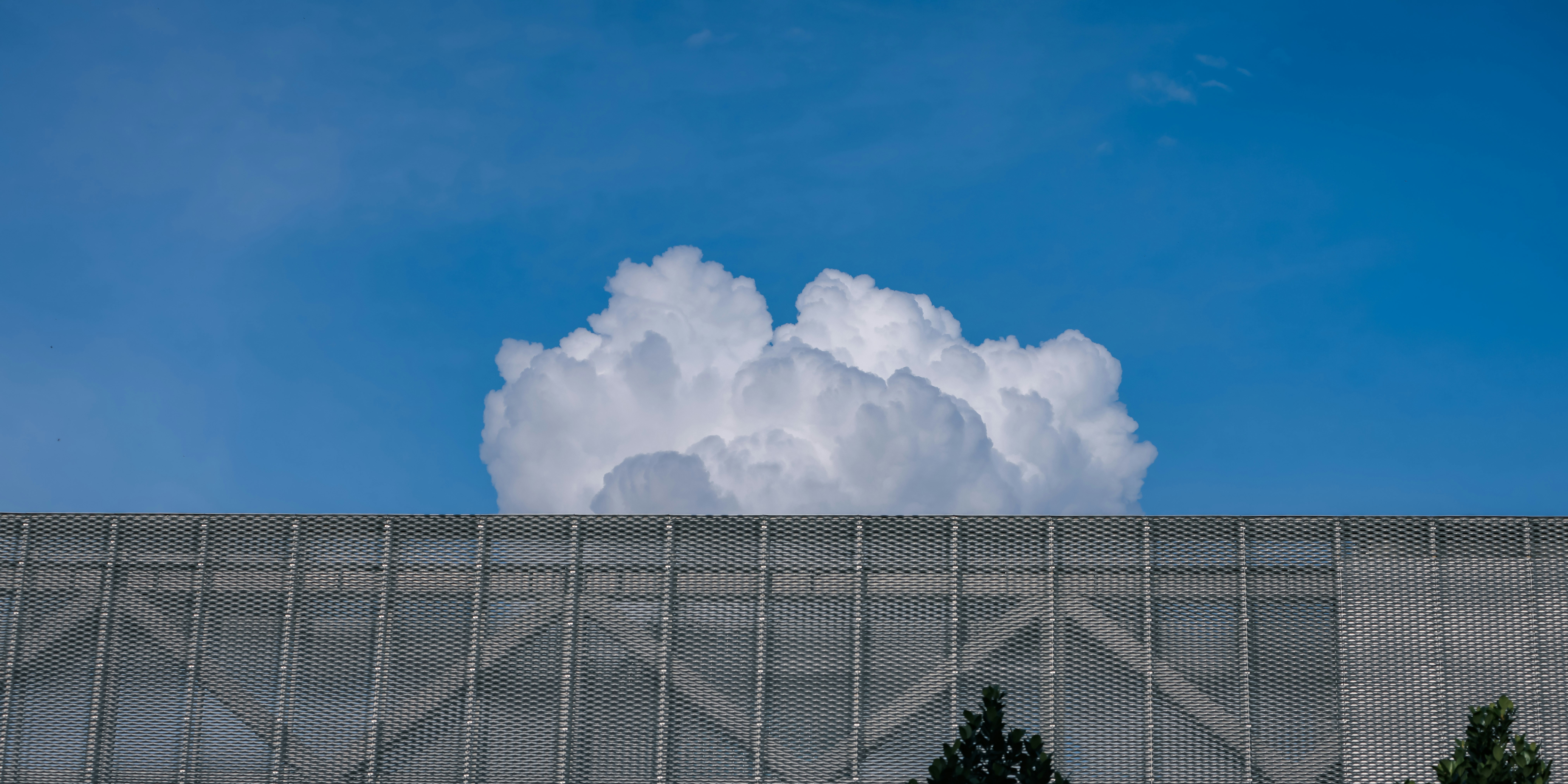 Cloud Crown Above the Mesh: A Minimalist Sky Portrait