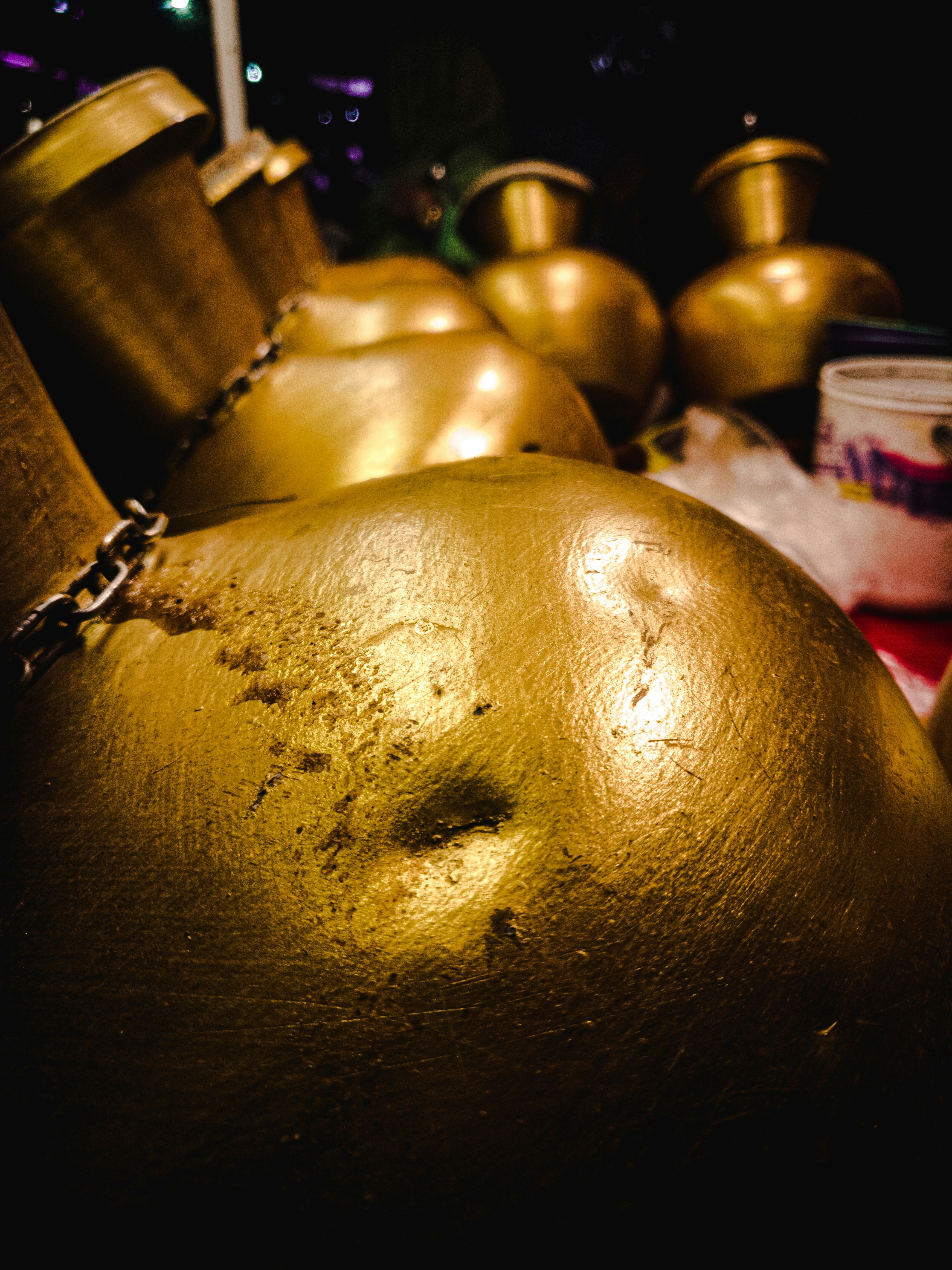 Gilded Orbs at Night: Market Stall Glow