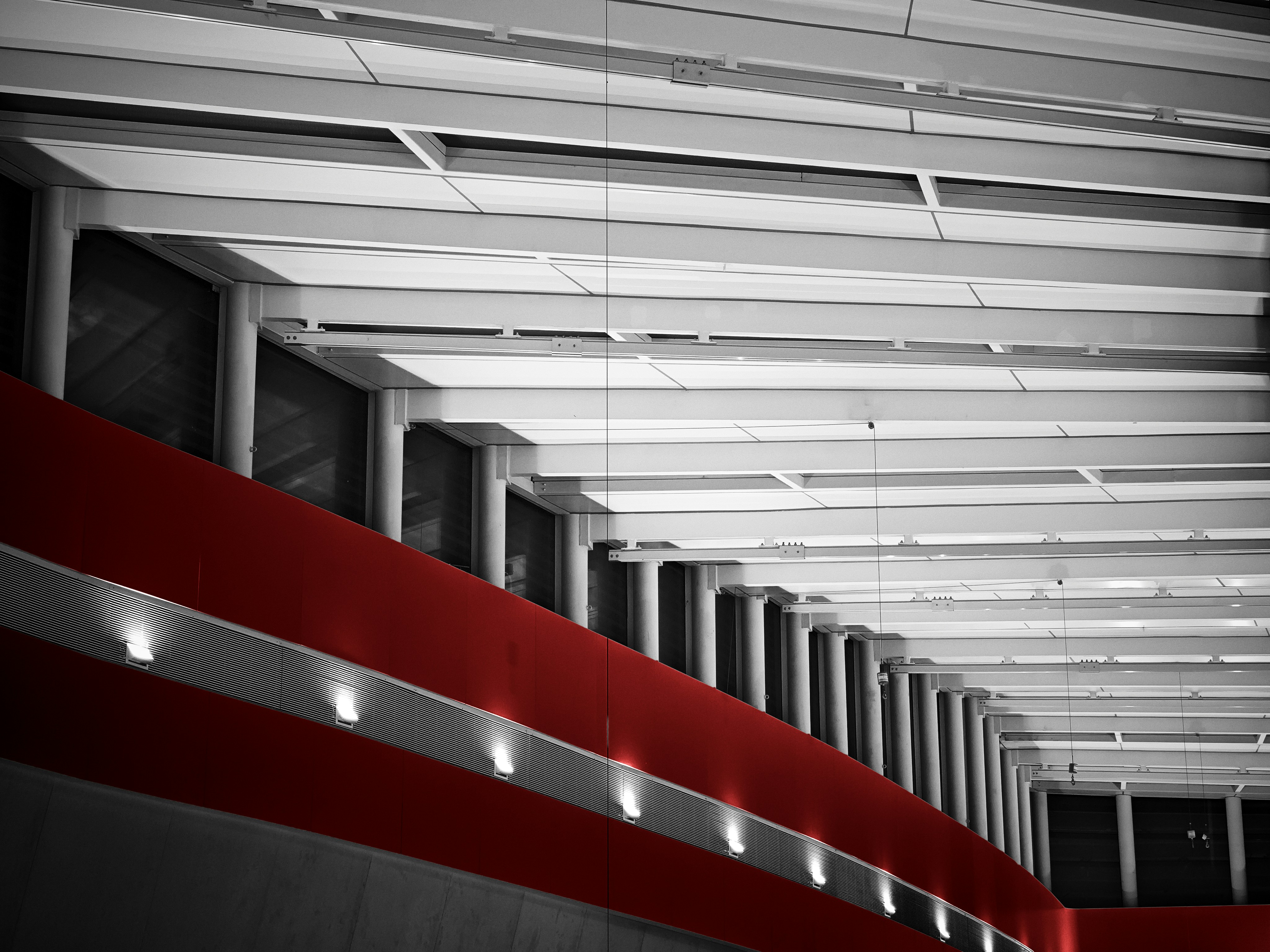 A red and white striped ceiling in a building photo – Free Nanshan ...
