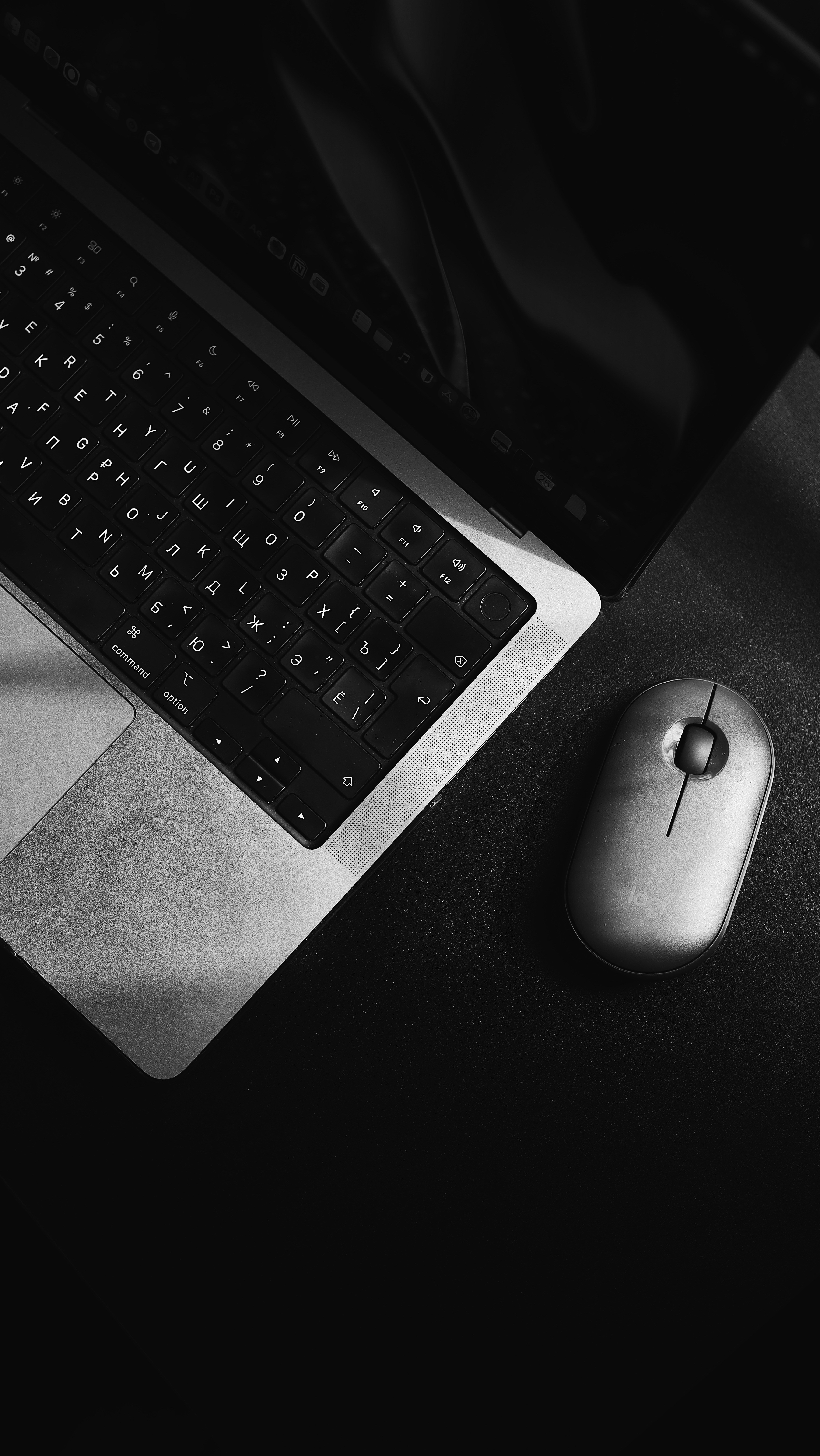 A black and white photo of a mouse and a laptop photo – Free Computer ...