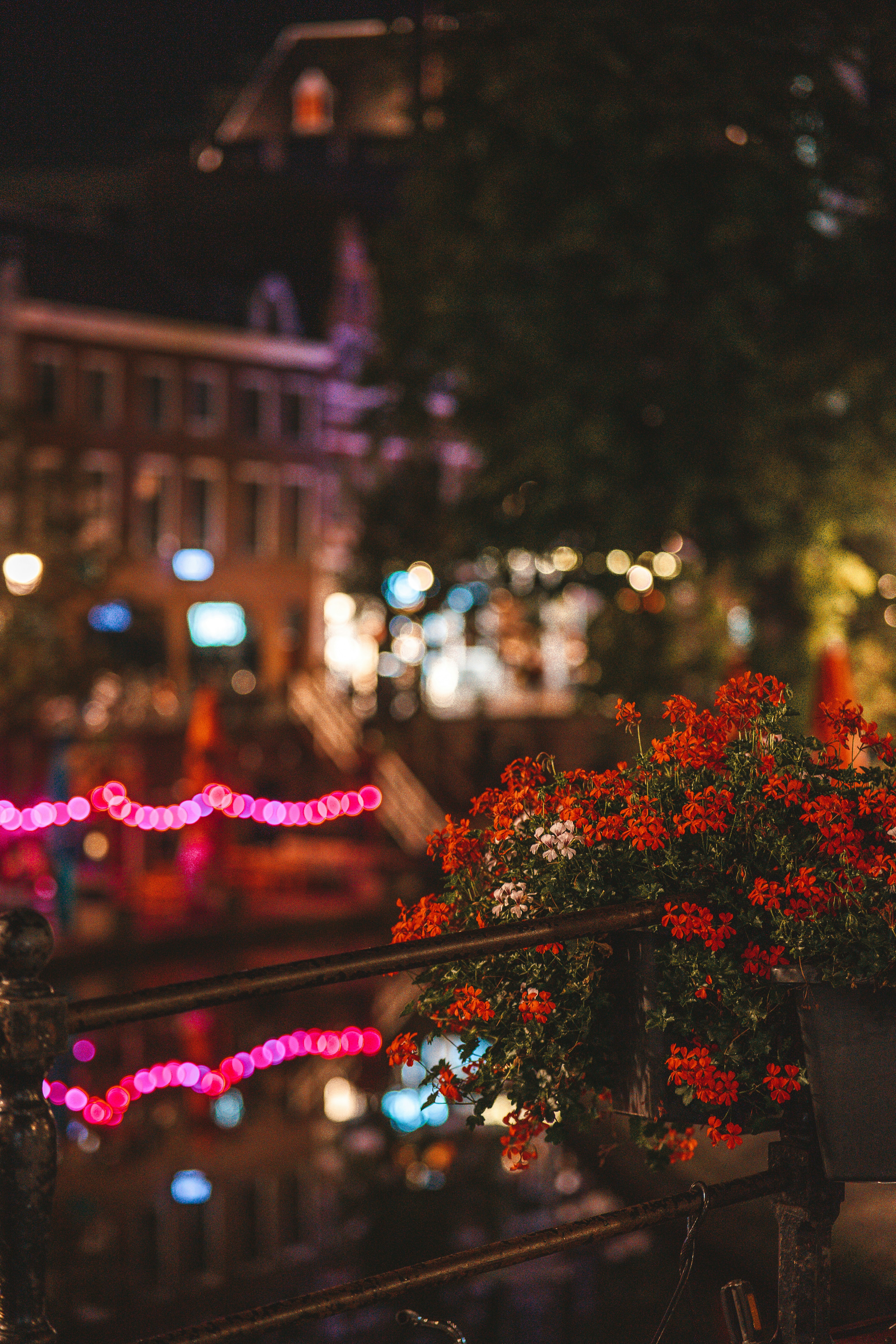 Crimson Veranda at Neon Nightfall