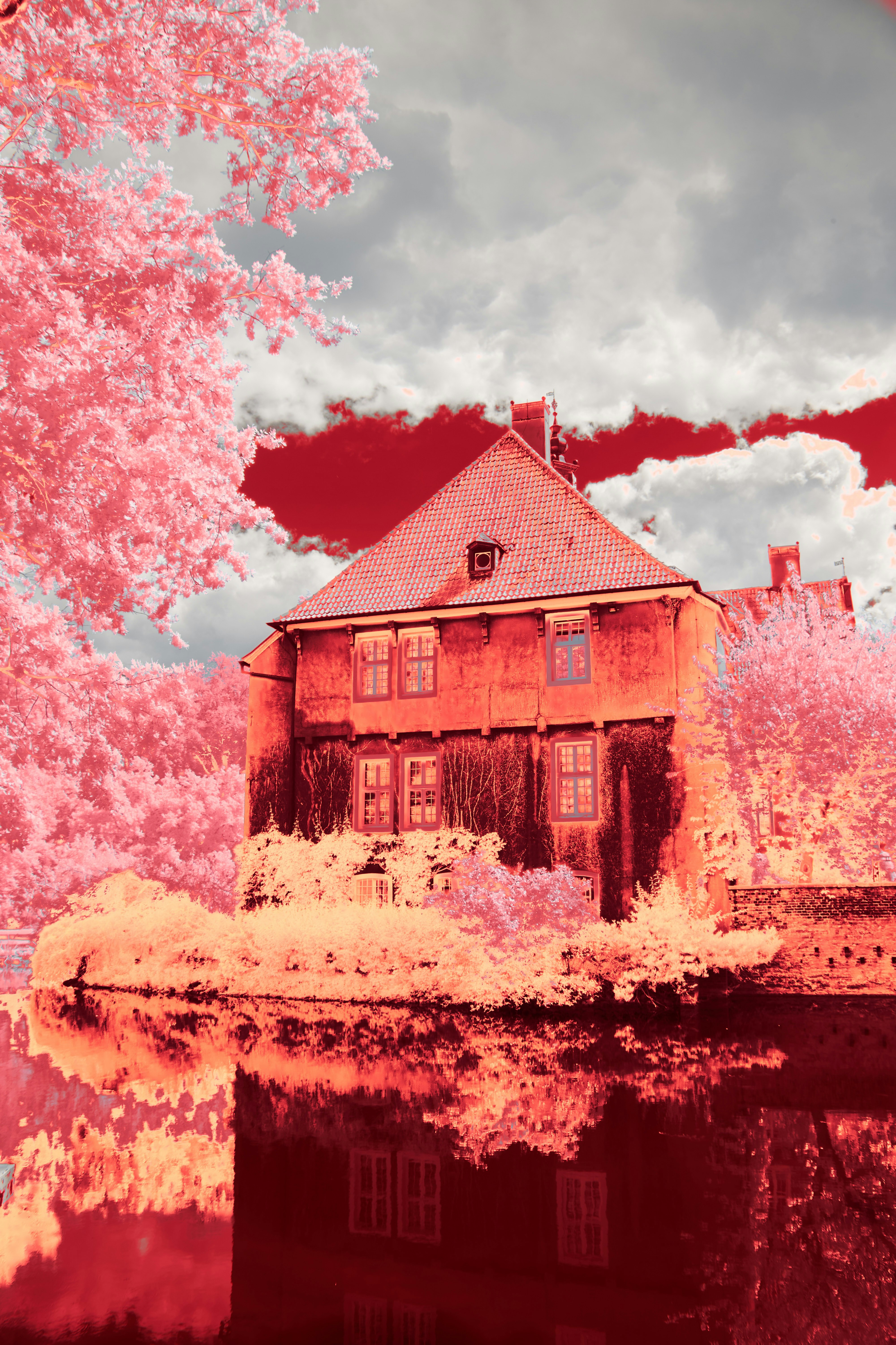 Crimson Cottage and the Pink Canal Reflections