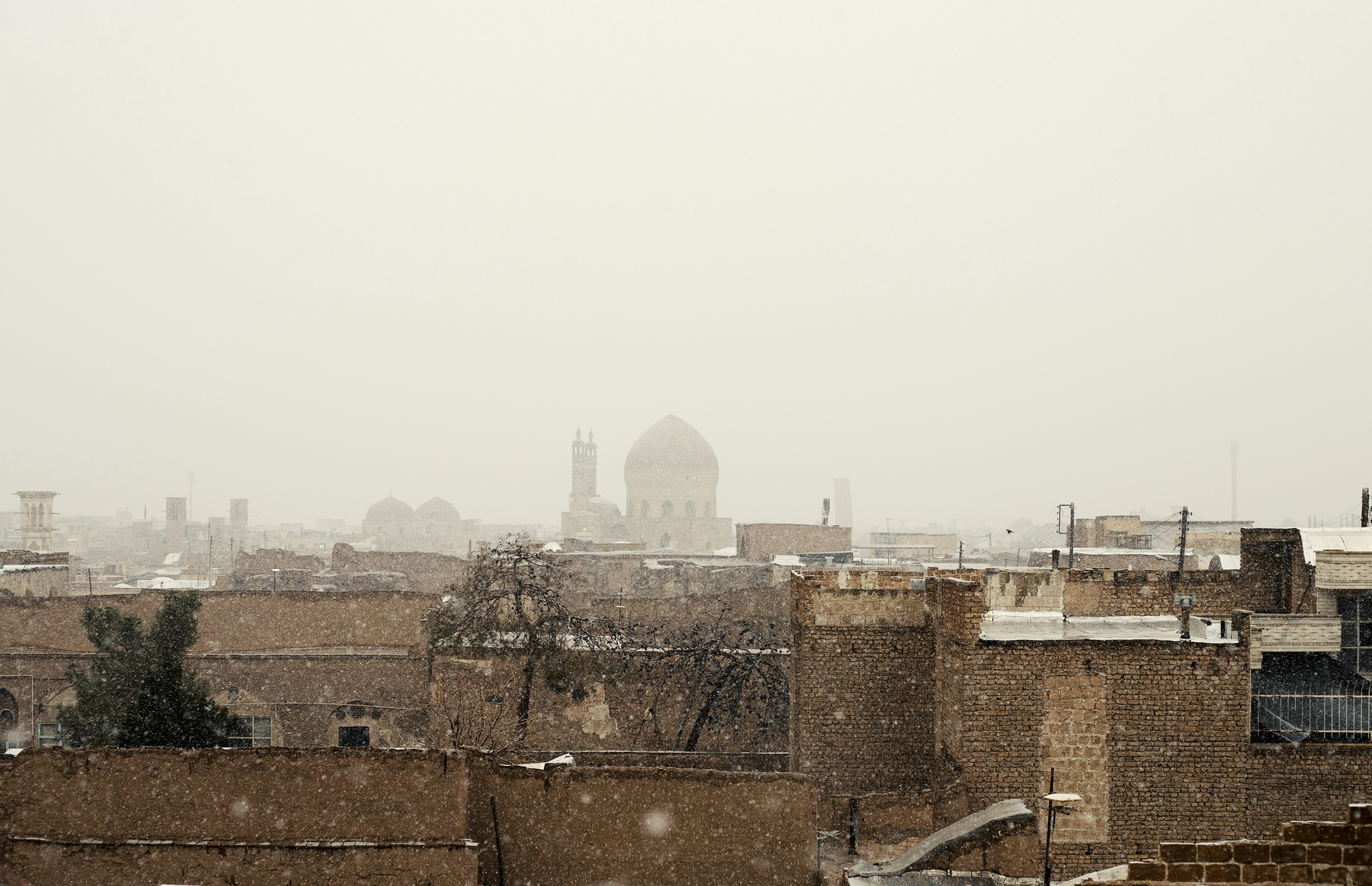Domed Horizon: Snow Quiet Over a Brick City