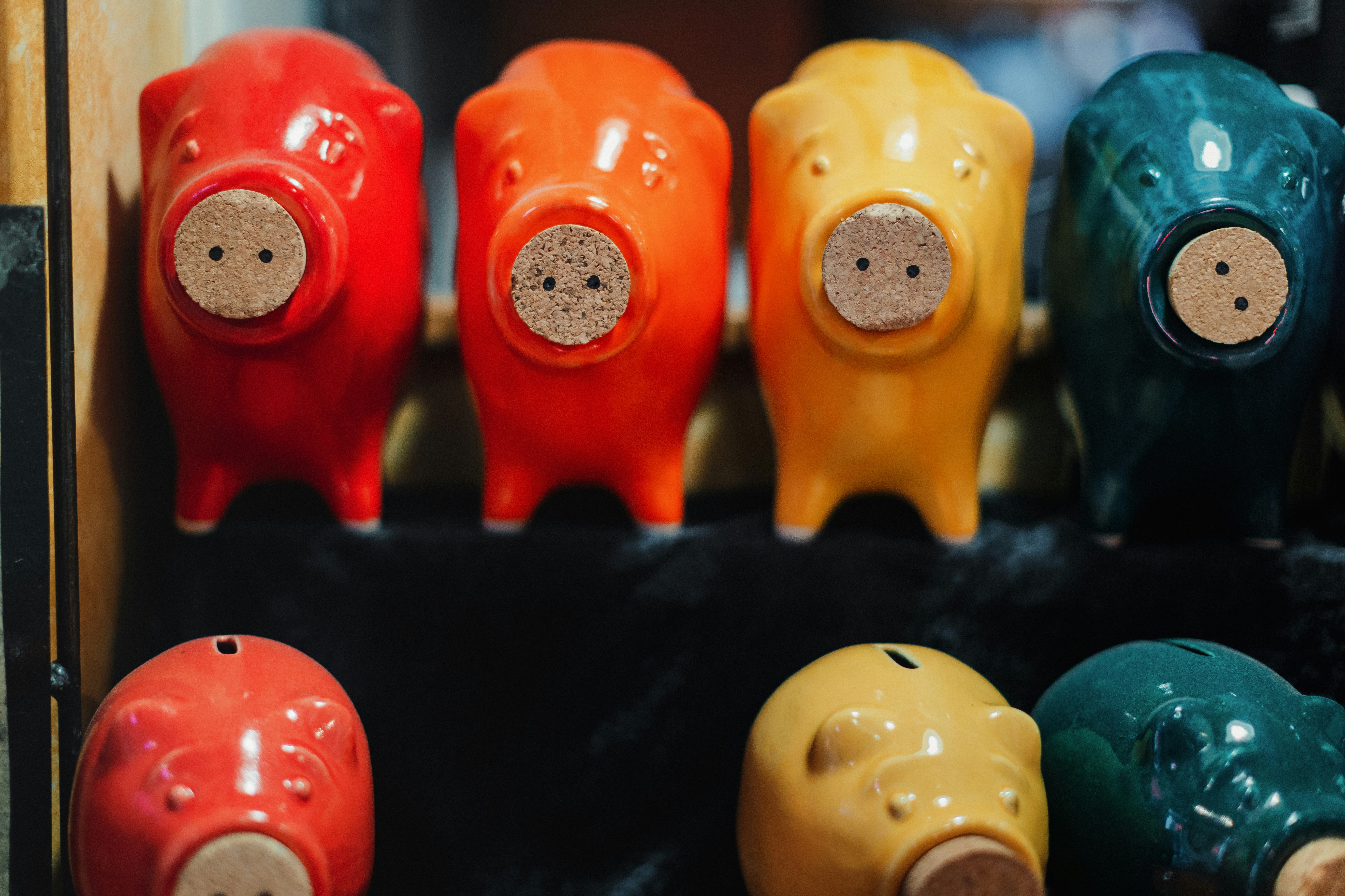 a group of piggy bank sitting next to each other