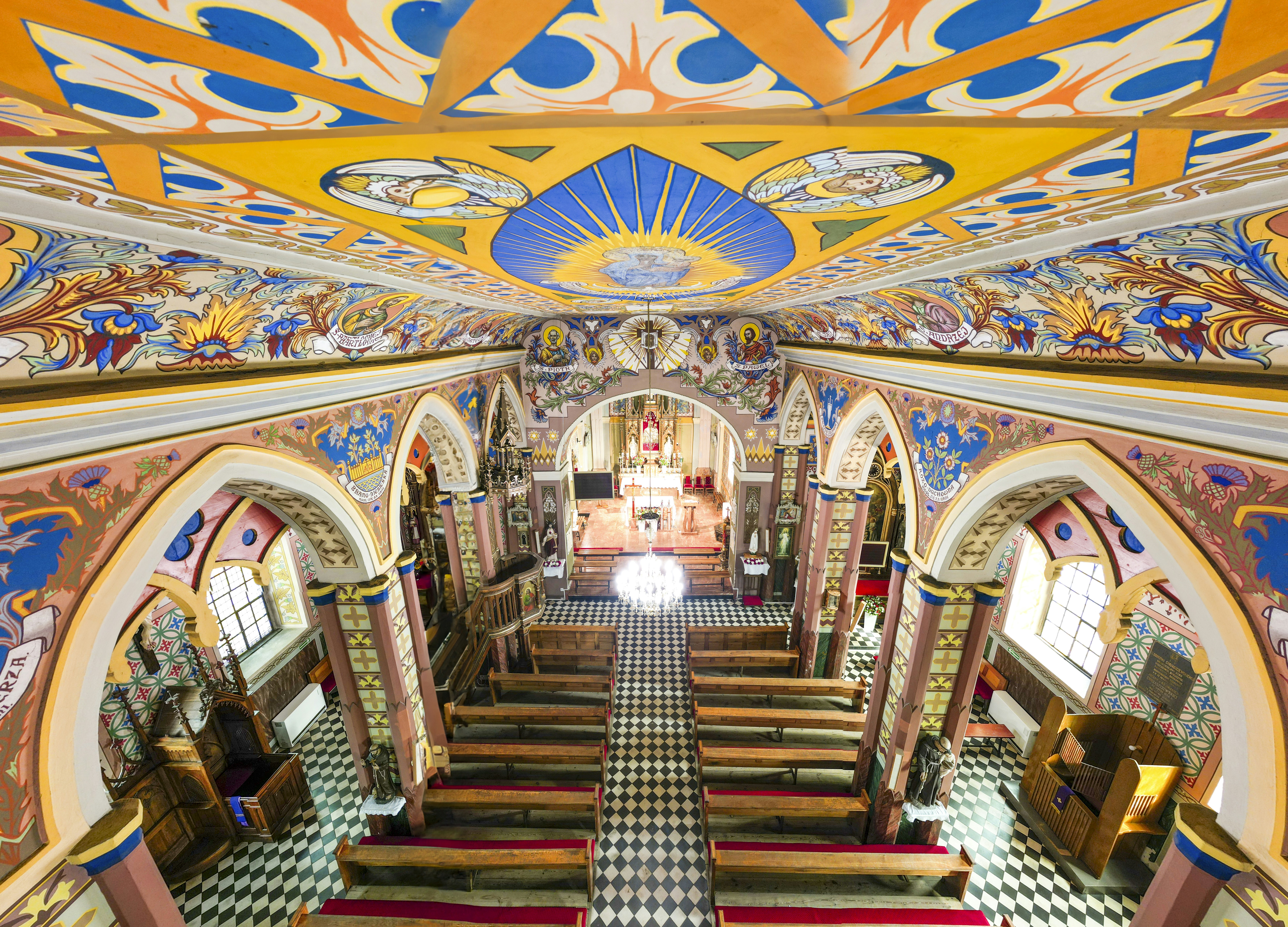 Chromatic Vaults: Aerial Perspective Through a Painted Cathedral Aisle