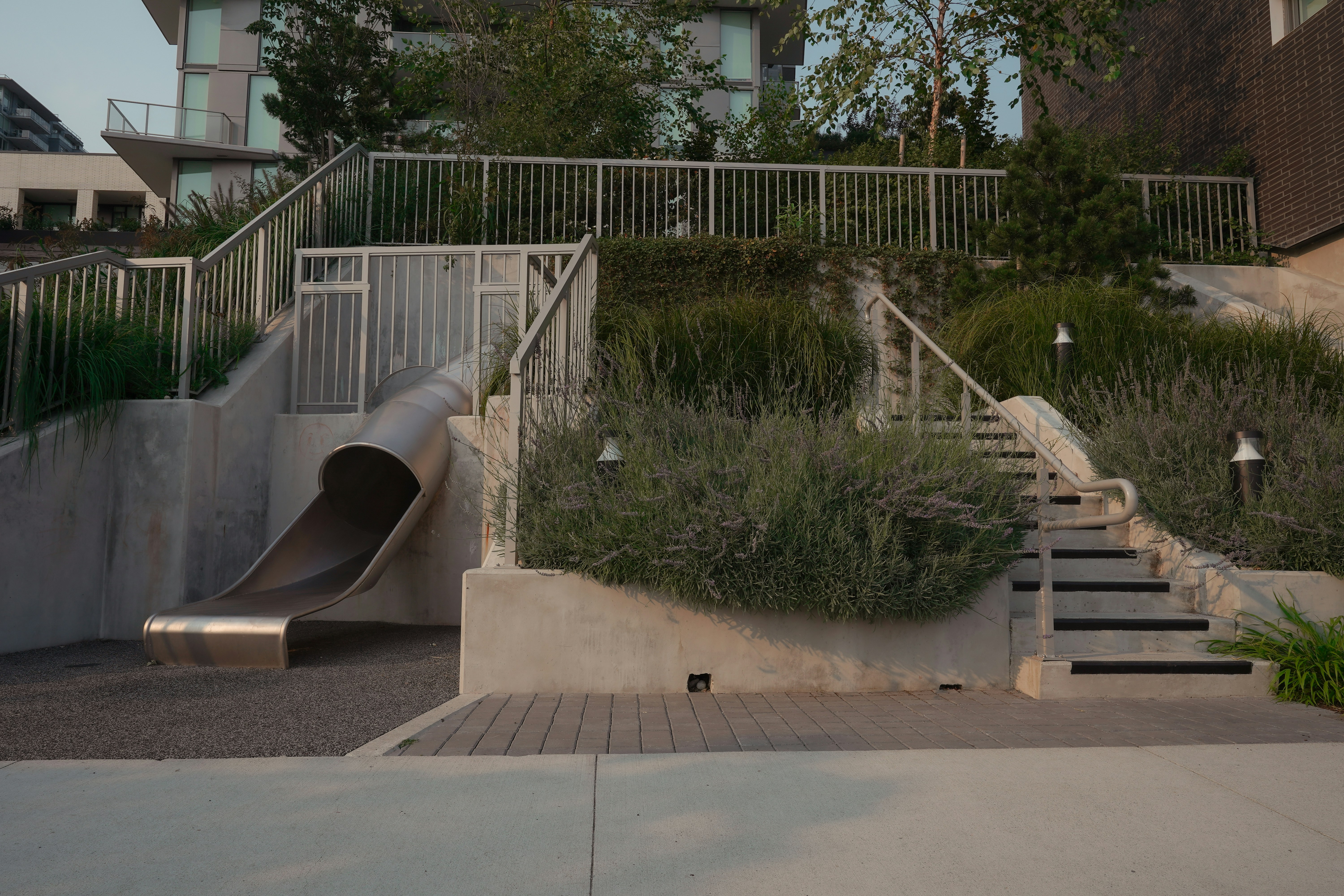 Concrete Staircase Oasis: A Quiet Urban Playground
