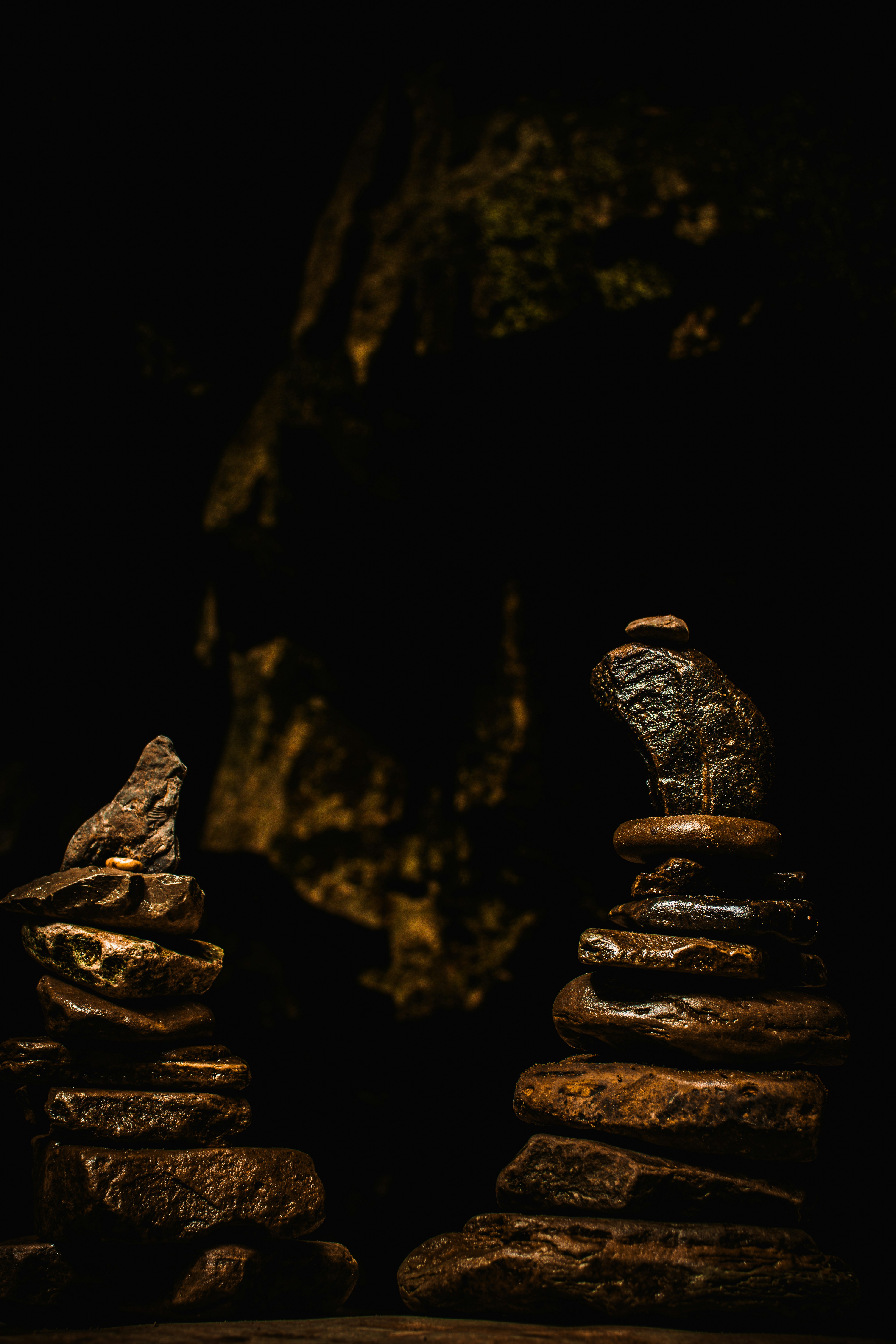 Cairns in the Dark: Quiet Balance of Stone in a Cavern