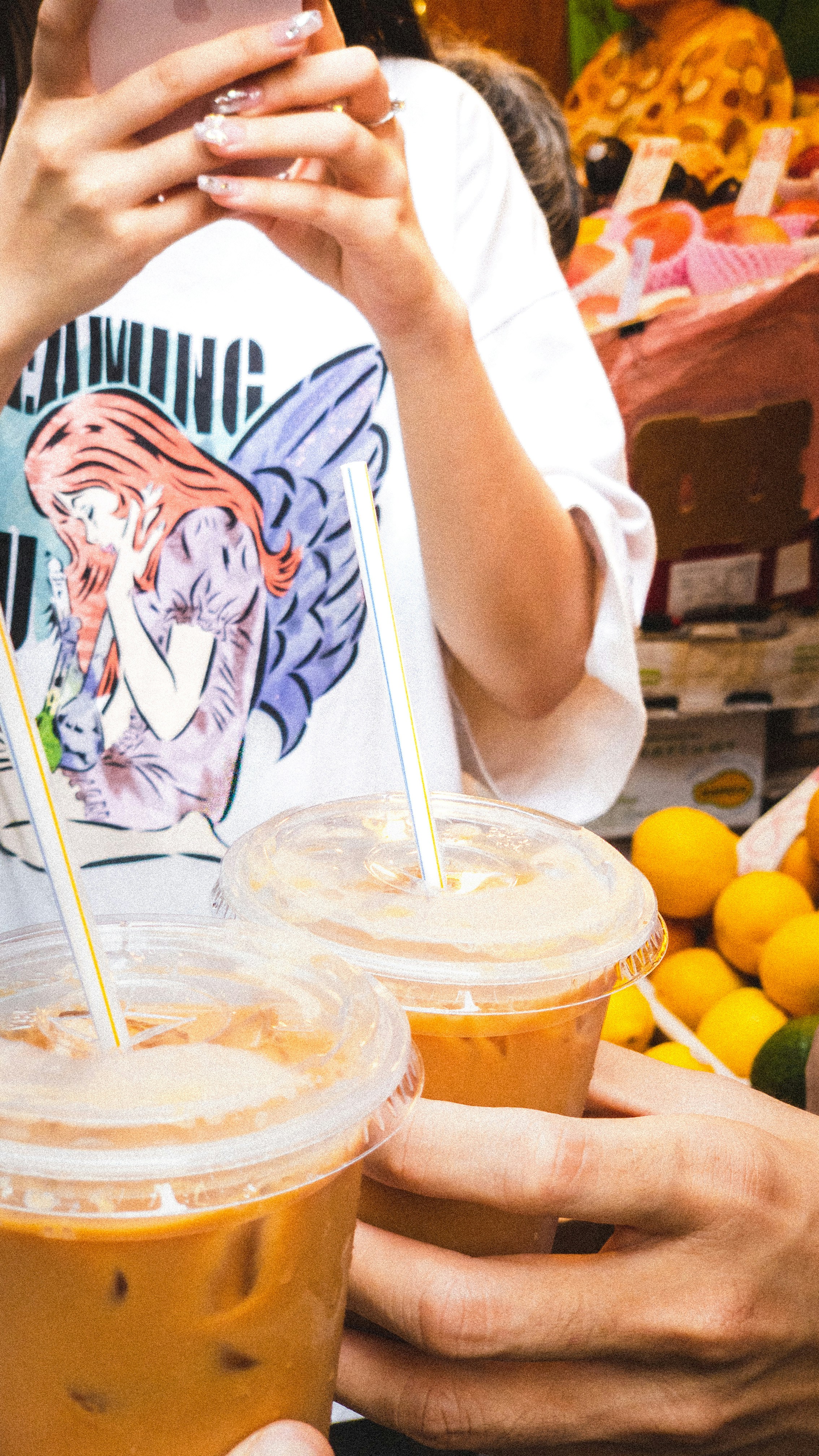 Midday Toast: Iced Coffee in a Market Scene