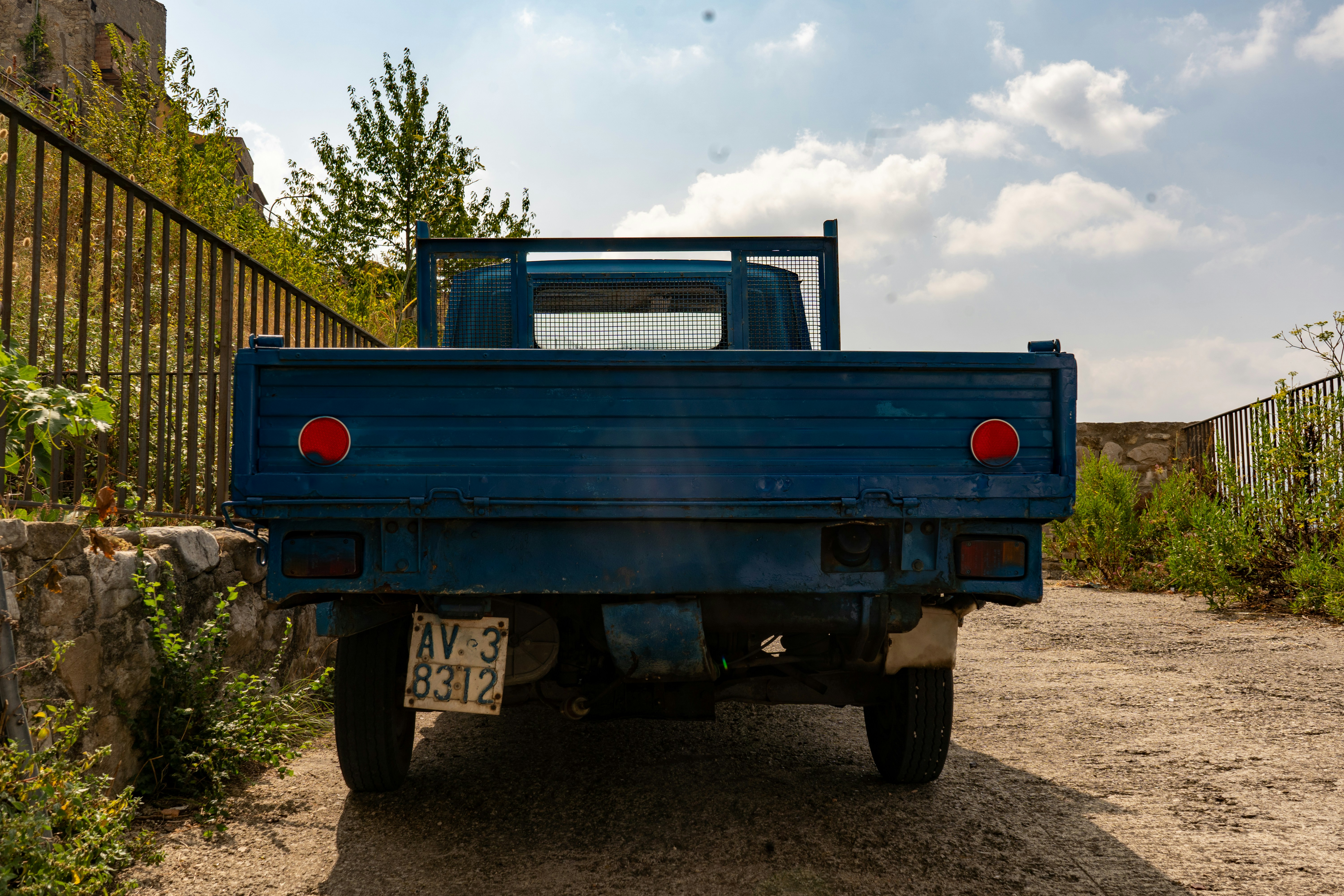 Blue Workhorse on a Sunlit Dirt Road