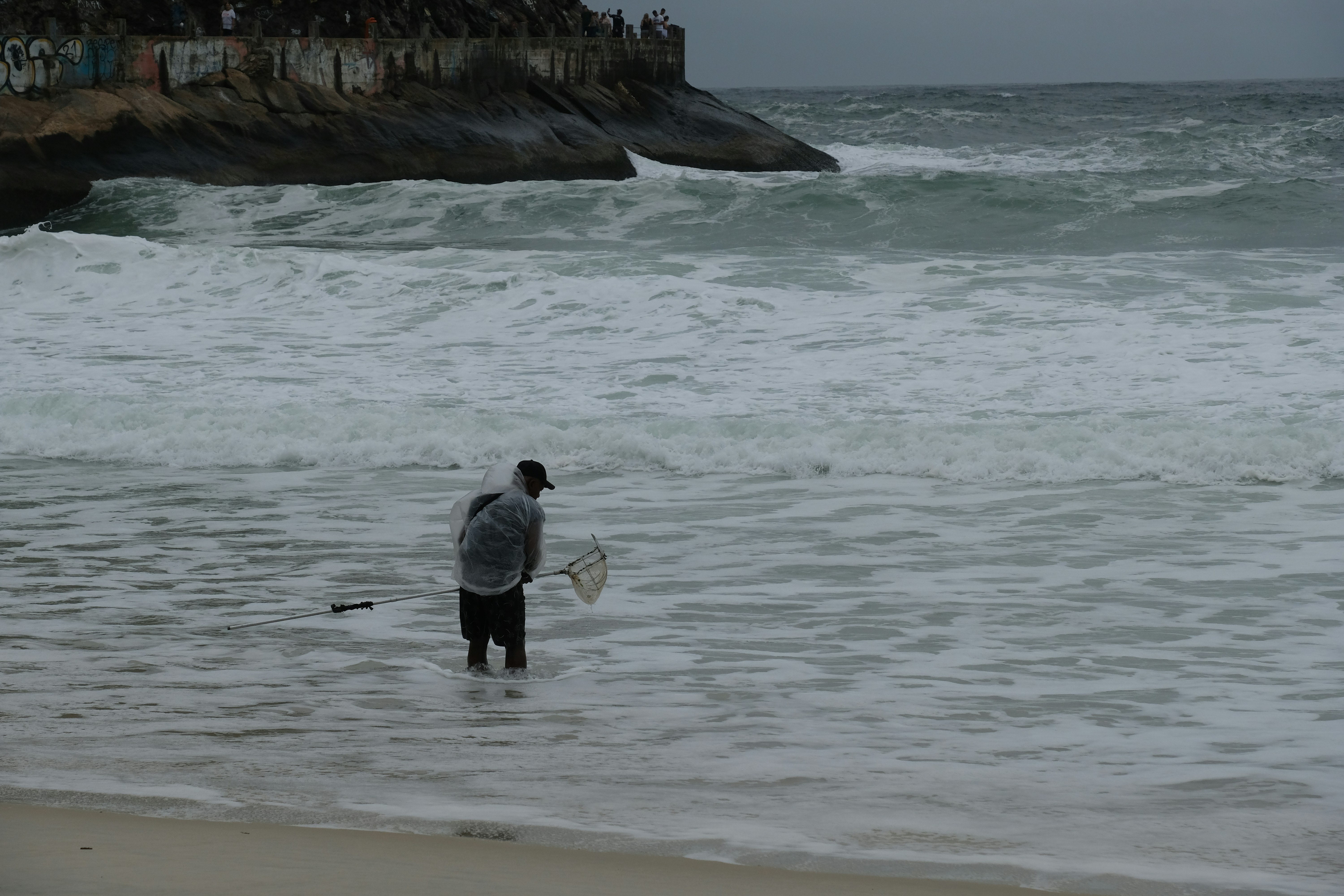 Lone Netsman at the Foamy Shore