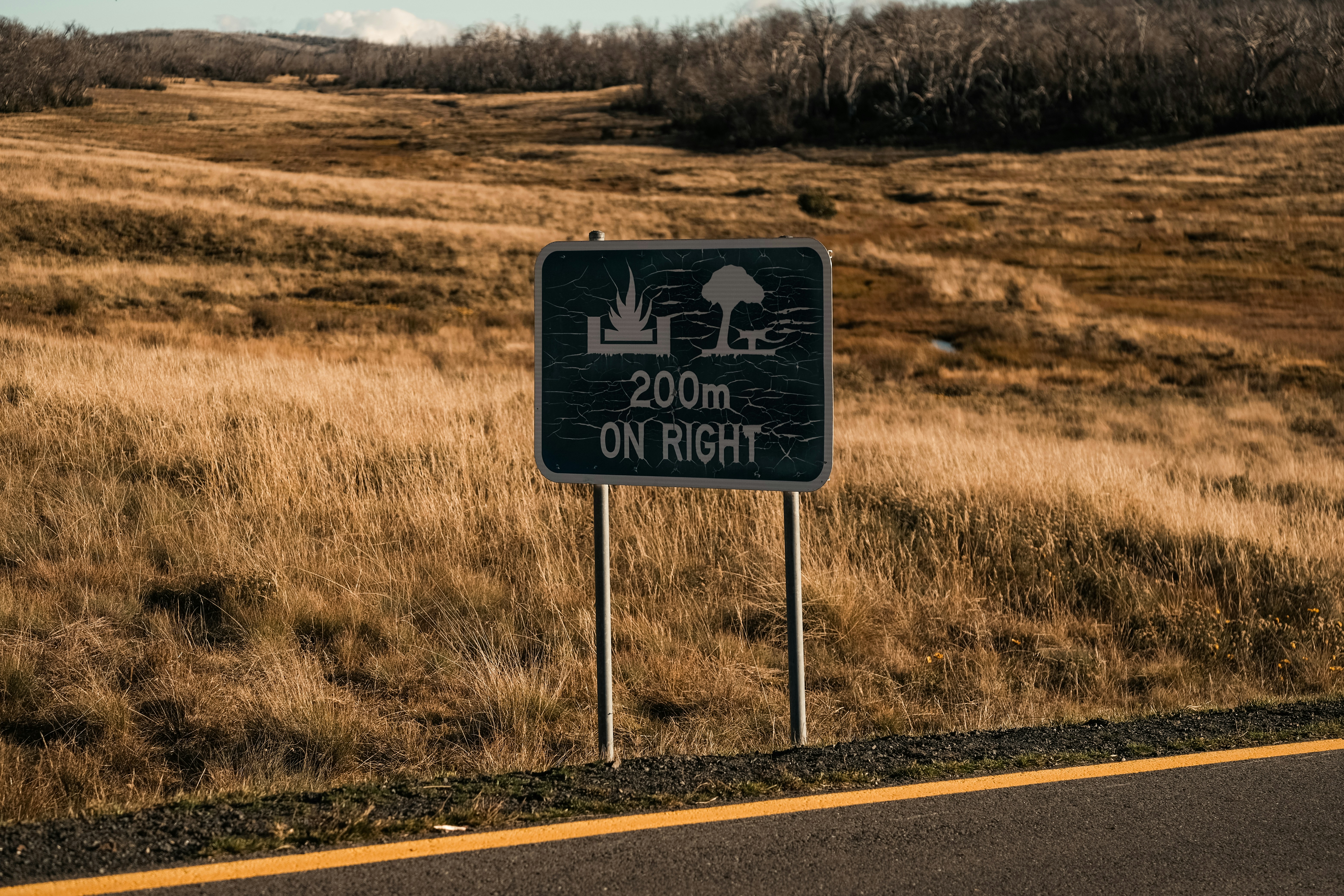 Amber Prairie Road Sign: 200m to the Right