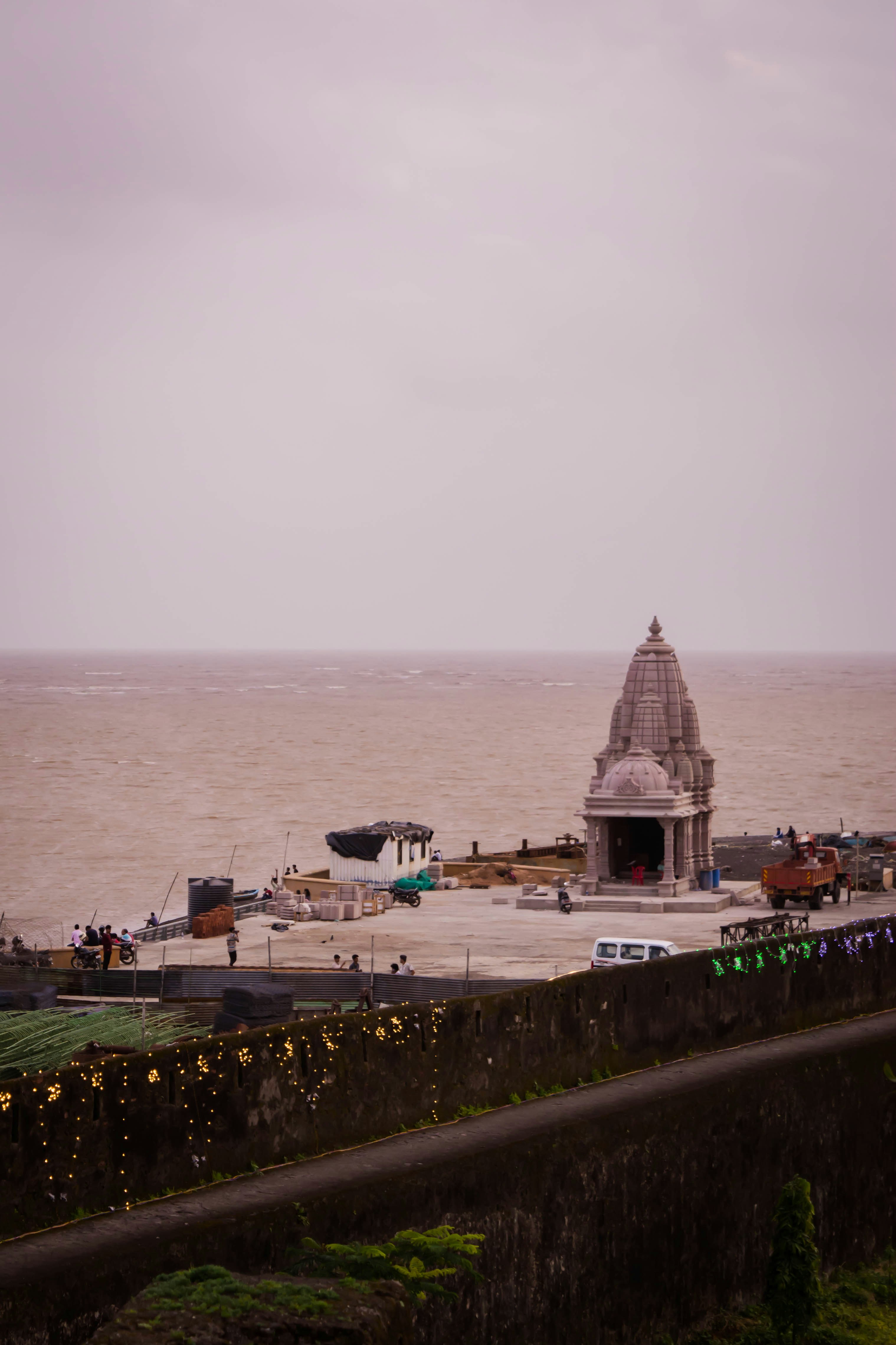 Temple by the Sea: A Coastal Shrine Framed at Dusk