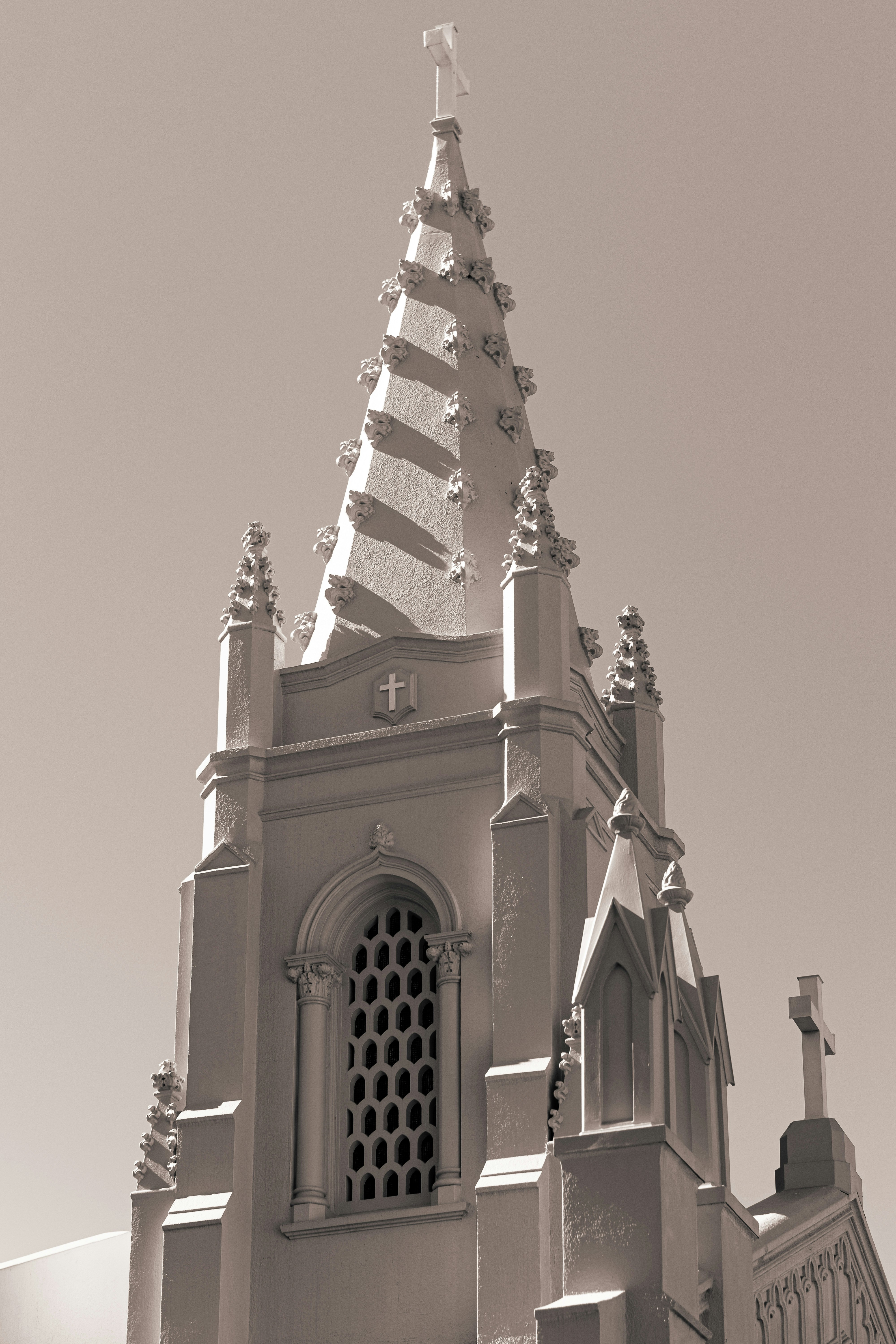 Sepia Spire: A Gothic Pinnacle Reaching Toward the Sky