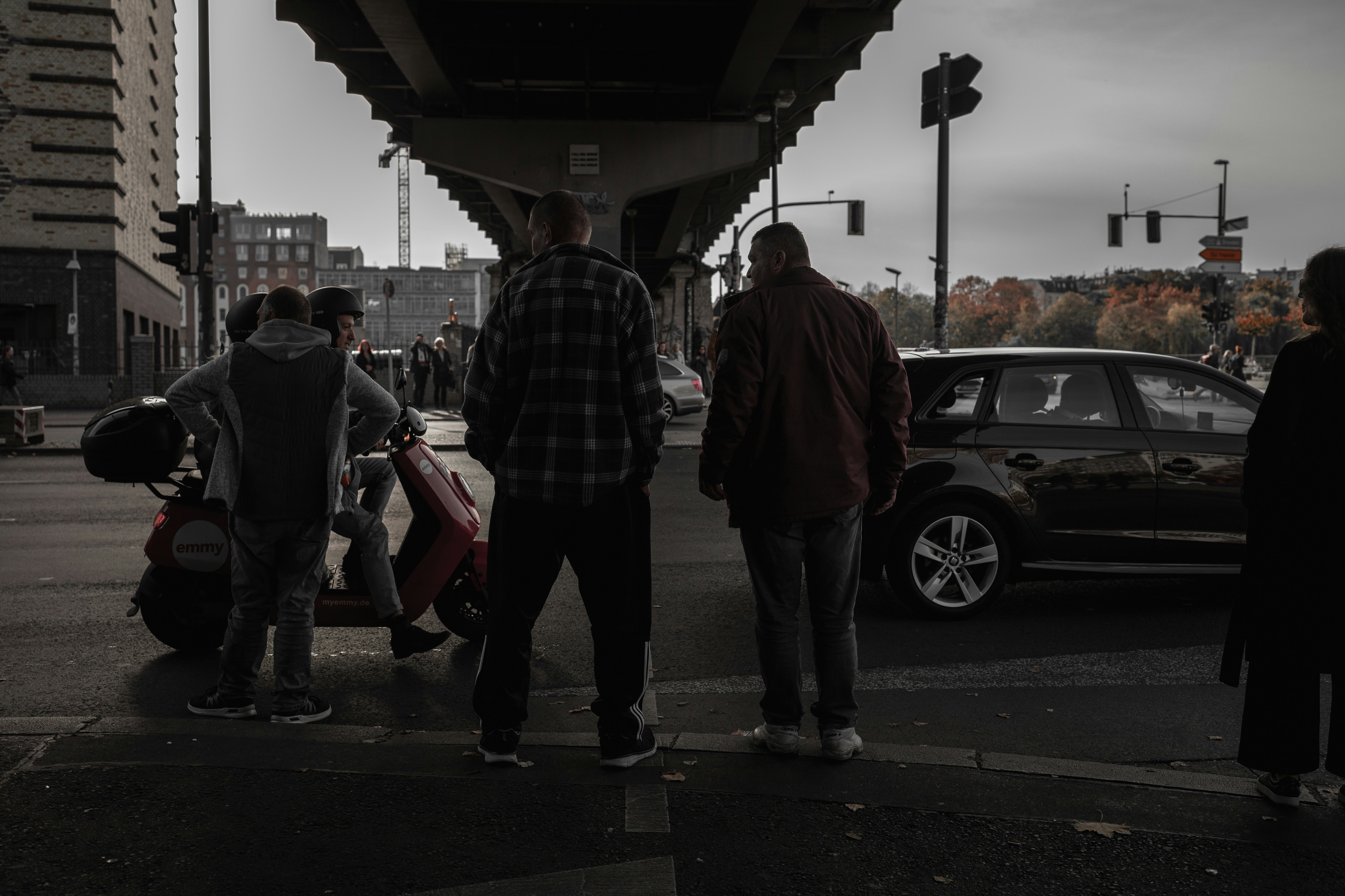 Under the Overpass: A Quiet Convergence of City Pedestrians
