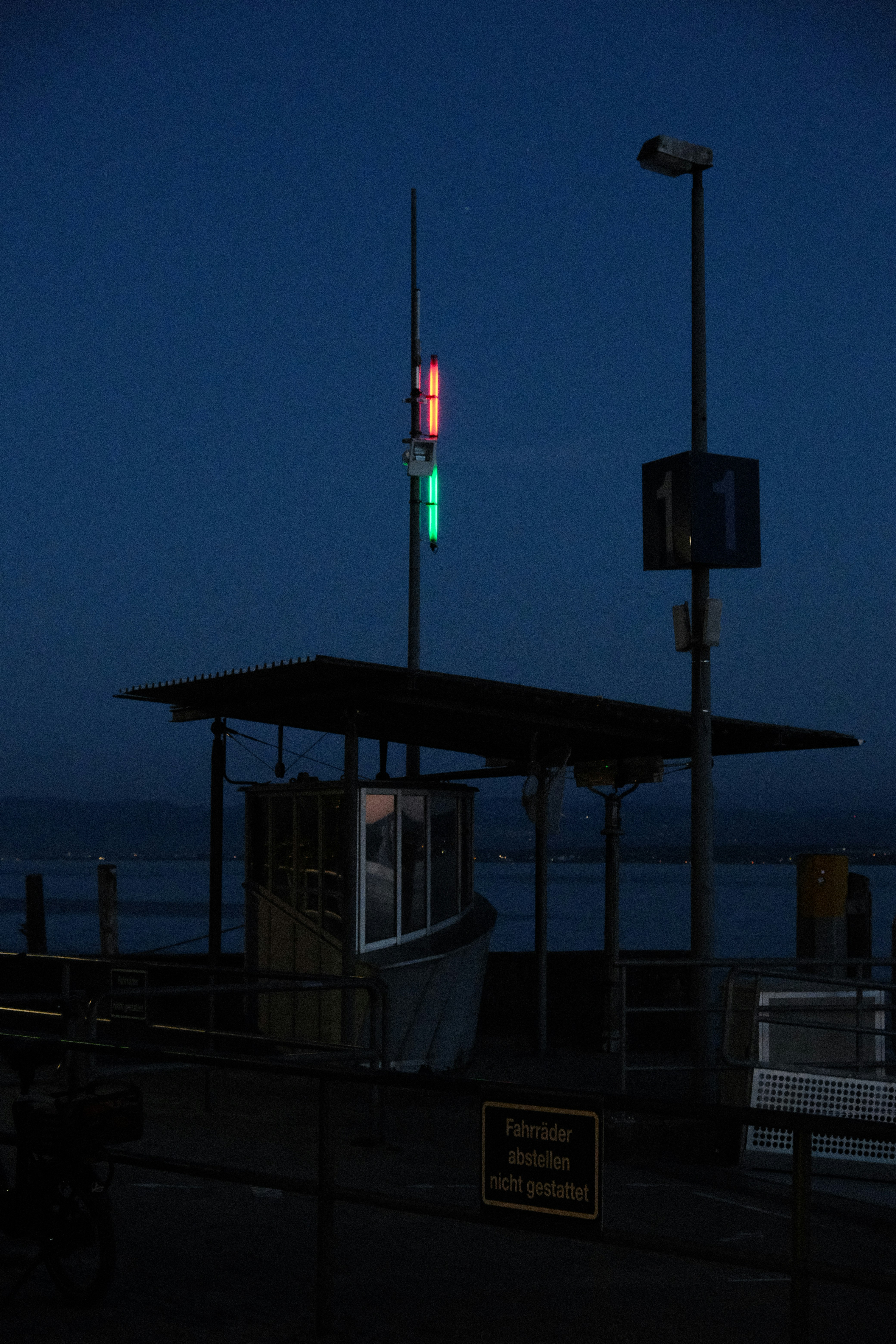 Night Dock Signal: Quiet Blue Hour by the Pier